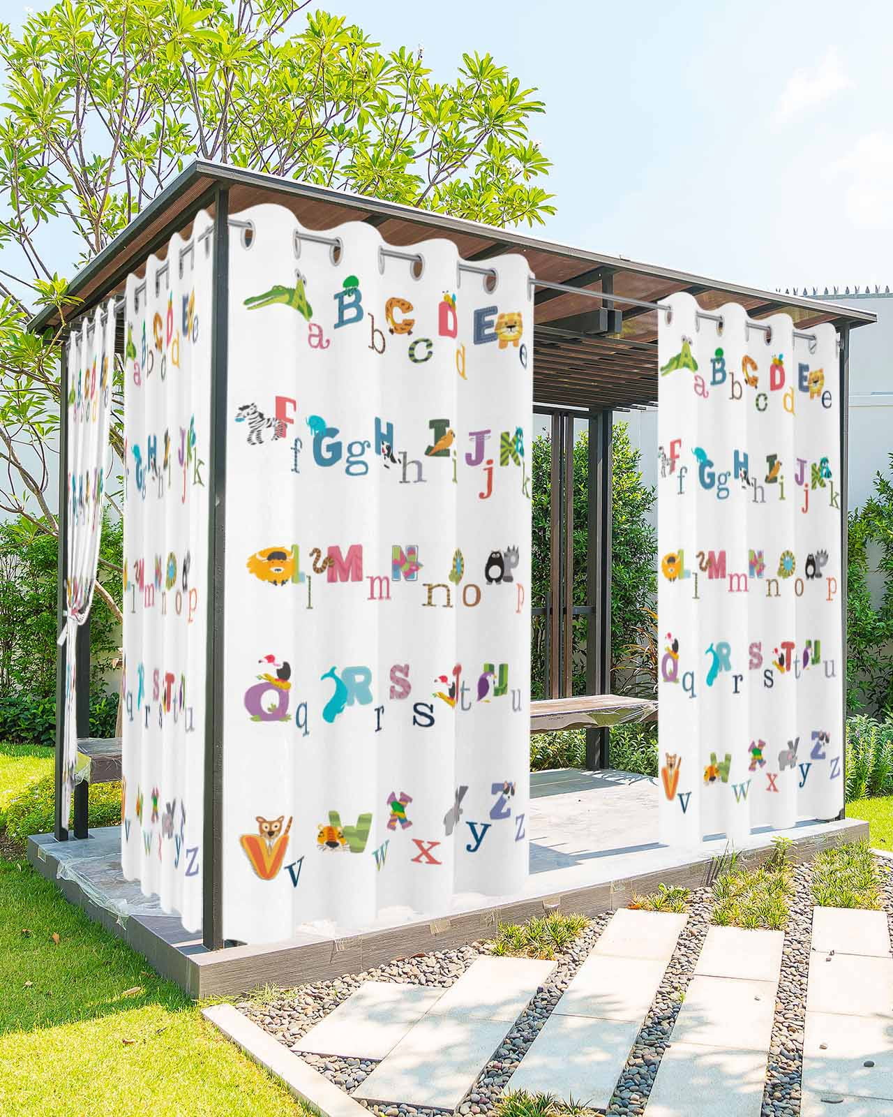 nqOlkjepod Outdoor Curtains for Patio Waterproof, Colorful Alphabet ...