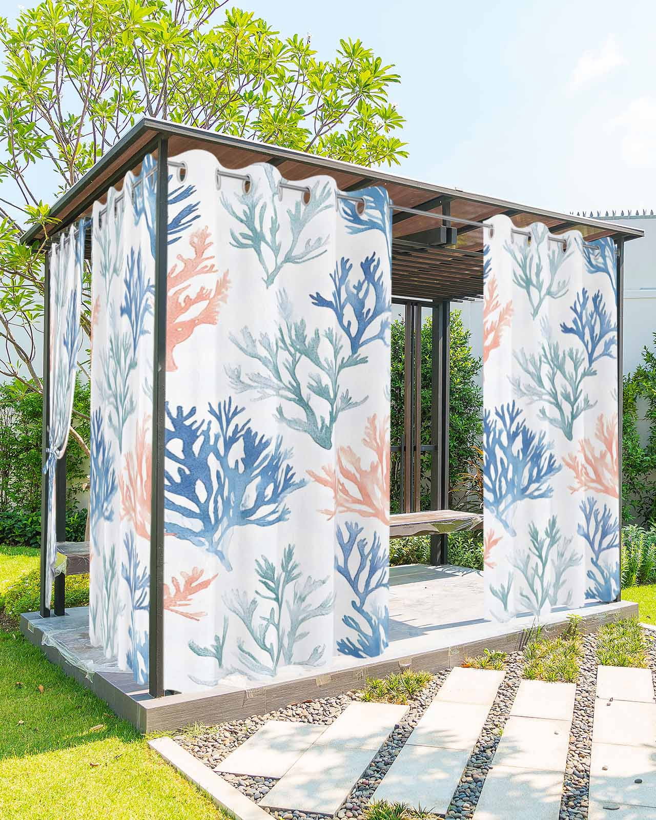 nqOlkjepod Outdoor Curtains for Patio Waterproof, Colorful Coral ...