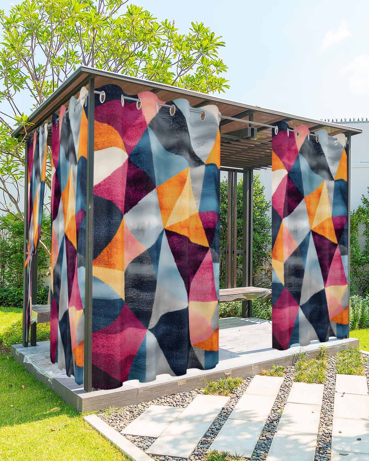 nqOlkjepod Outdoor Curtains for Patio Waterproof, Colorful Geometric ...