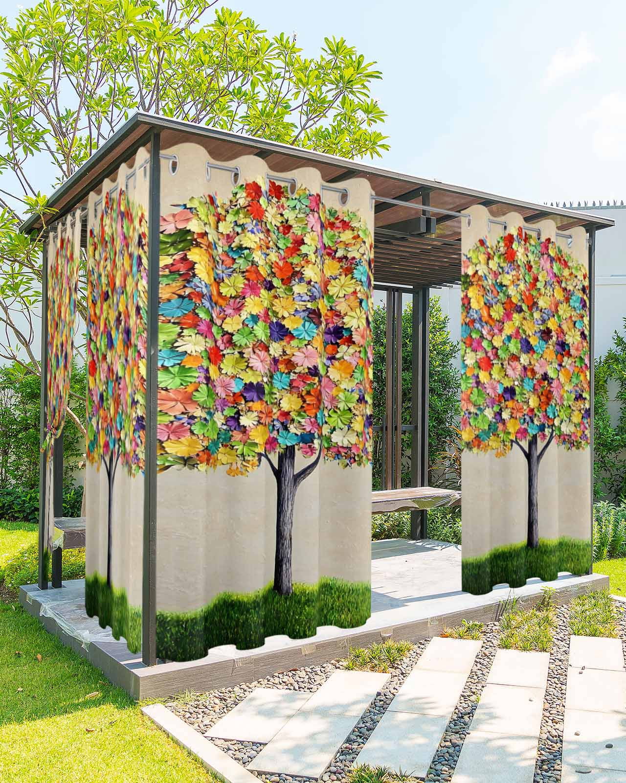 nqOlkjepod Outdoor Curtains for Patio Waterproof, Colorful Leaves ...