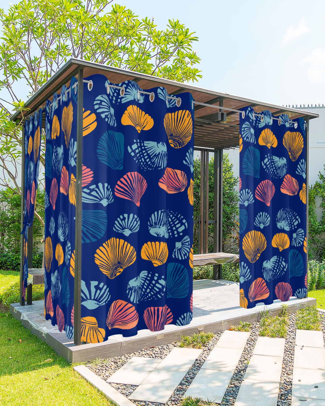 nqOlkjepod Outdoor Curtains for Patio Waterproof, Colorful Shell ...