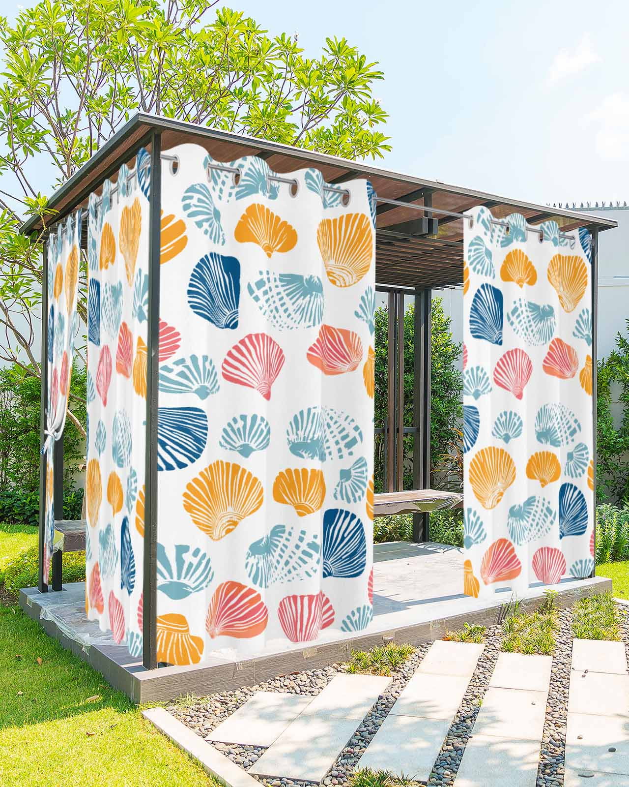 nqOlkjepod Outdoor Curtains for Patio Waterproof, Colorful Shell ...