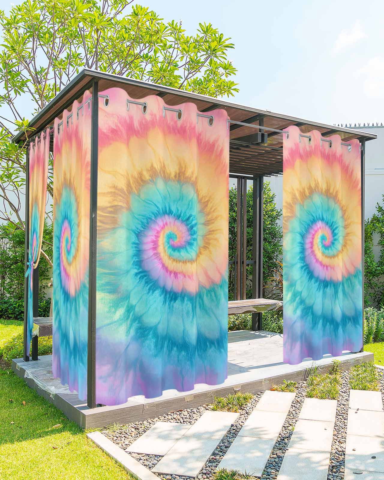 nqOlkjepod Outdoor Curtains for Patio Waterproof, Colorful Tie Dye ...
