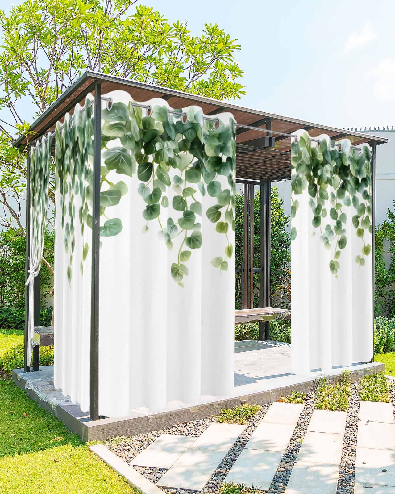 nqOlkjepod Outdoor Curtains for Patio Waterproof, Country Green Leaves ...