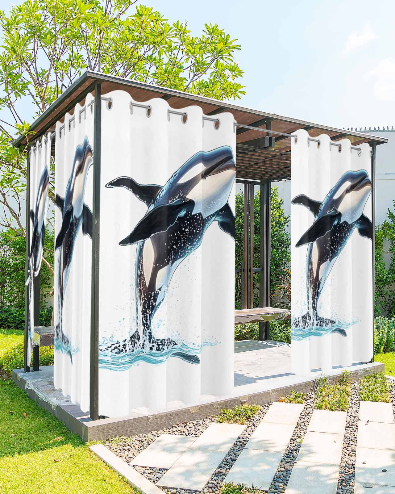nqOlkjepod Outdoor Curtains for Patio Waterproof, Cute Killer Whale Outdoor Privacy Panels ...
