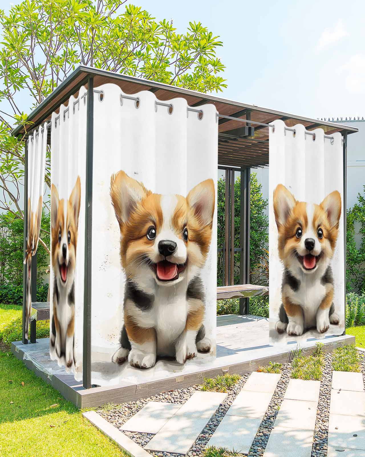 nqOlkjepod Outdoor Curtains for Patio Waterproof, Cute Puppy Outdoor ...