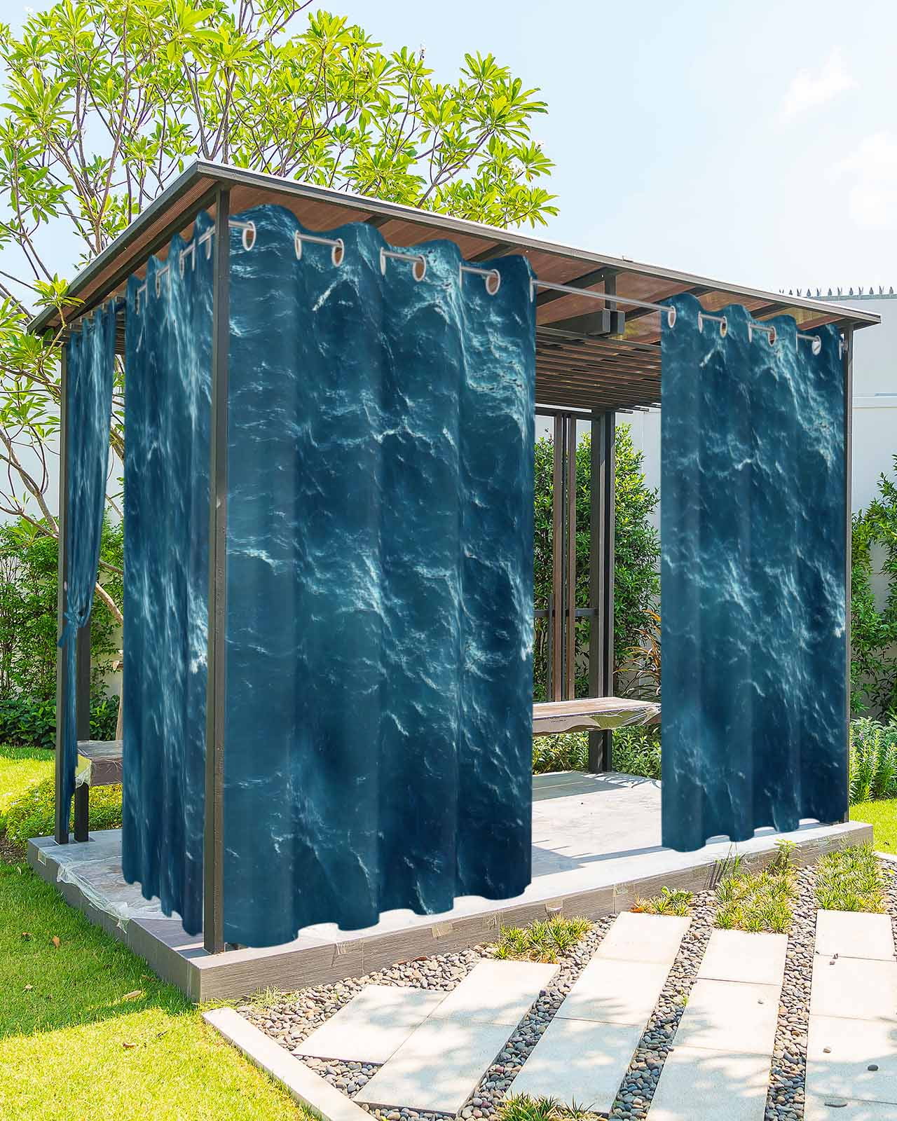 nqOlkjepod Outdoor Curtains for Patio Waterproof, Dark Blue Nautical ...
