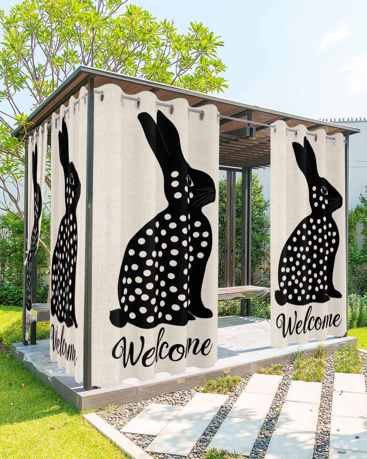 nqOlkjepod Outdoor Curtains for Patio Waterproof, Easter Bunny Outdoor ...