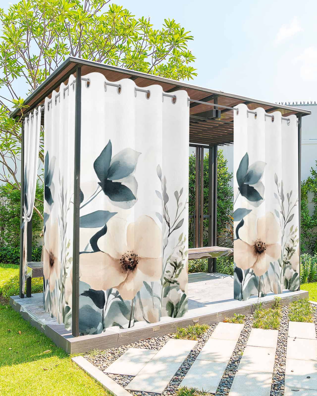 nqOlkjepod Outdoor Curtains for Patio Waterproof, Elegant Spring Floral ...