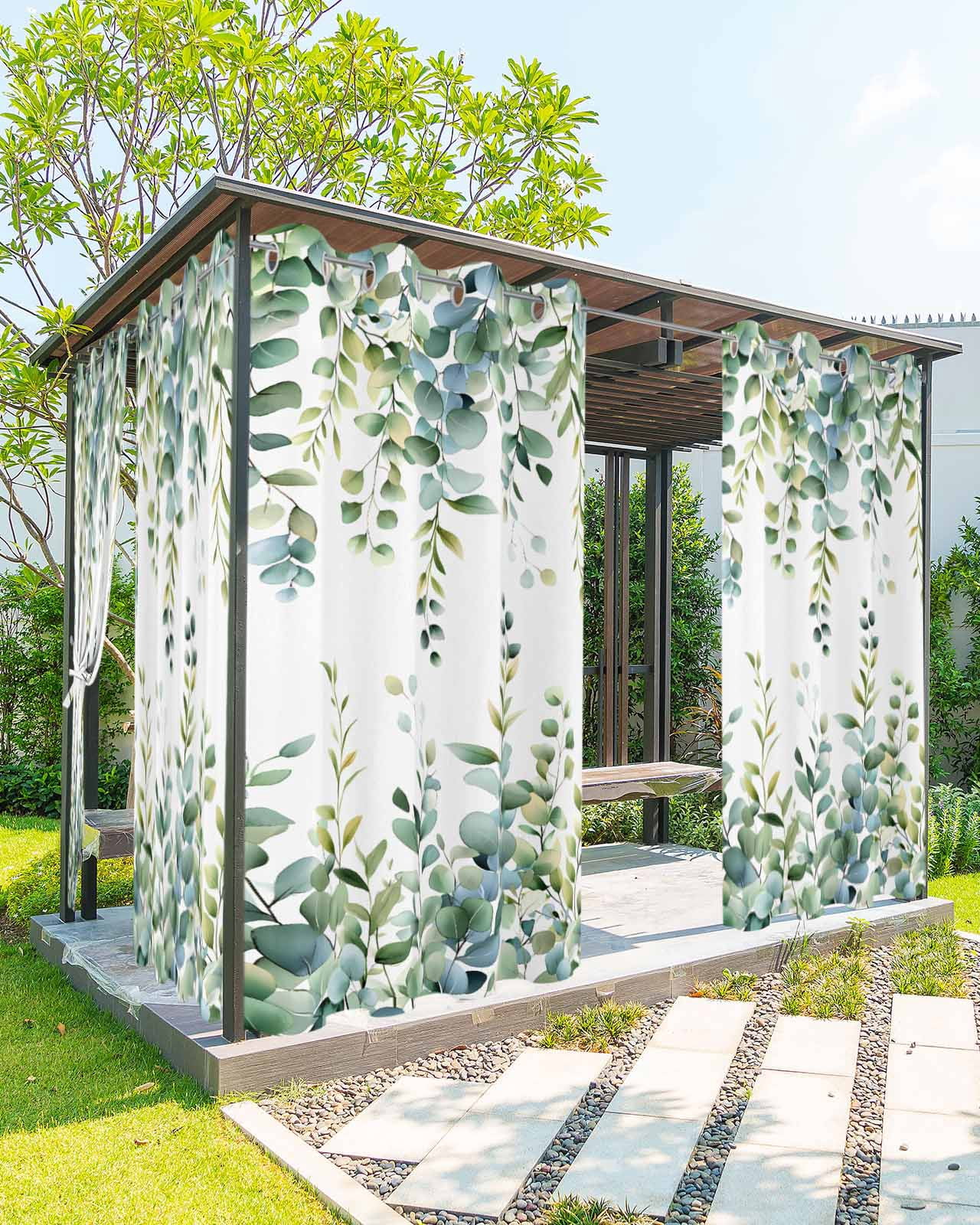 nqOlkjepod Outdoor Curtains for Patio Waterproof, Eucalyptus Green ...