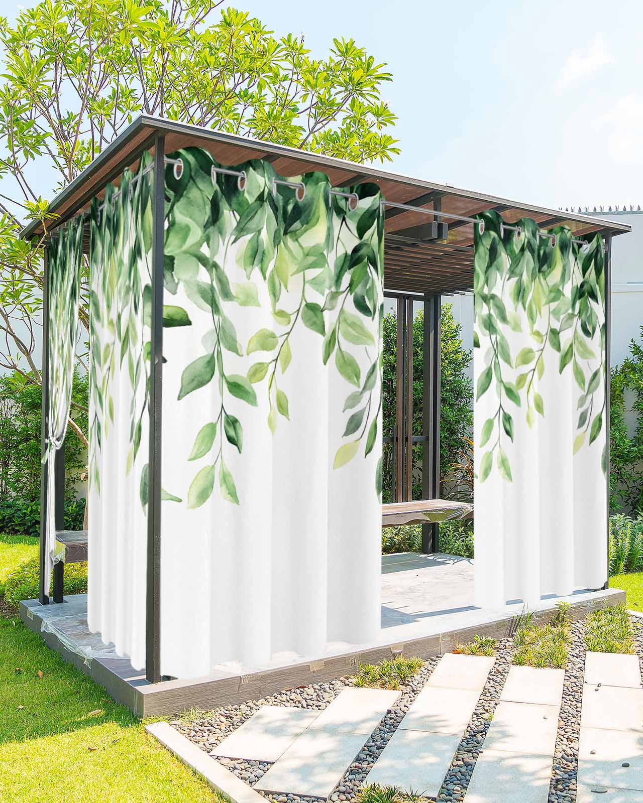 nqOlkjepod Outdoor Curtains for Patio Waterproof, Eucalyptus Leaf ...