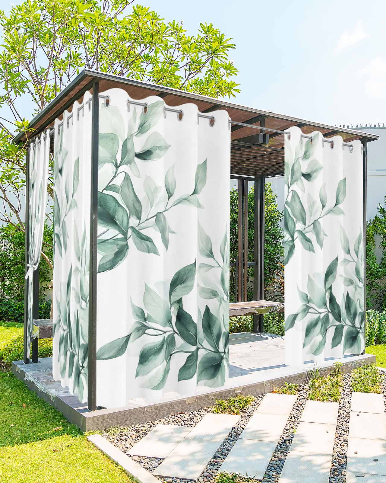nqOlkjepod Outdoor Curtains for Patio Waterproof, Eucalyptus Leaves ...