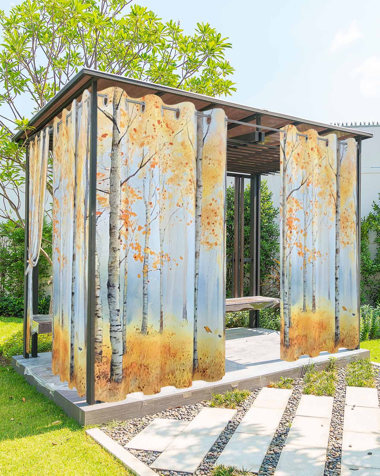 nqOlkjepod Outdoor Curtains for Patio Waterproof, Fall Forest Outdoor ...