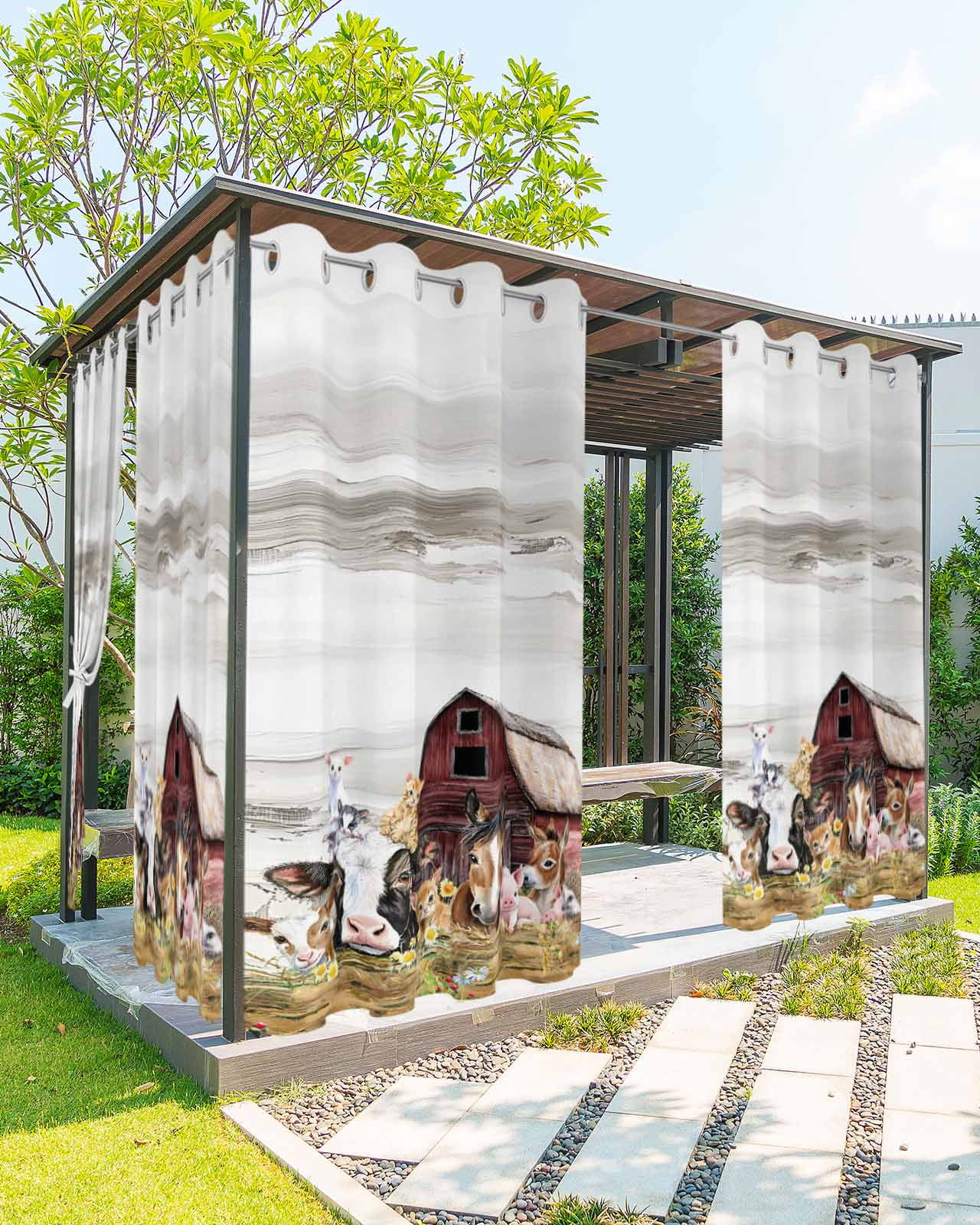 nqOlkjepod Outdoor Curtains for Patio Waterproof, Farmhouse Animals ...