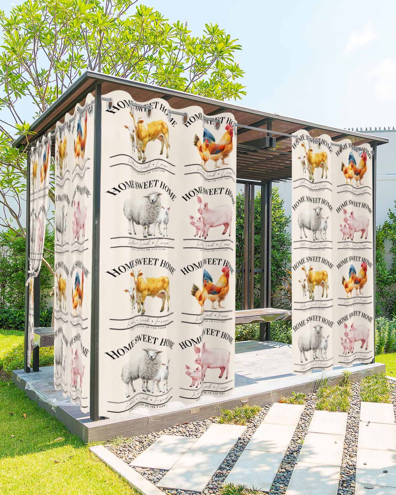 nqOlkjepod Outdoor Curtains for Patio Waterproof, Farmhouse Animals ...