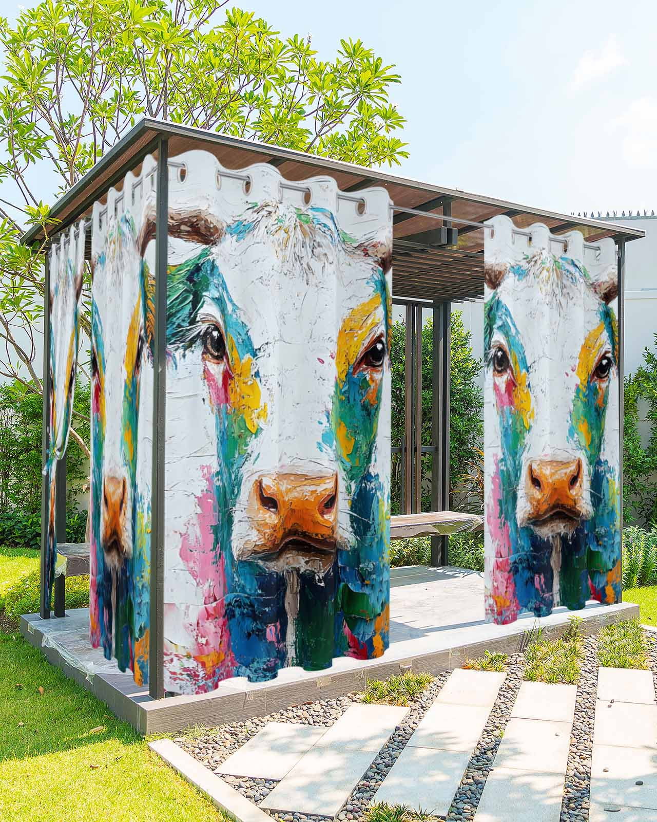 nqOlkjepod Outdoor Curtains for Patio Waterproof, Farmhouse Cow Outdoor ...