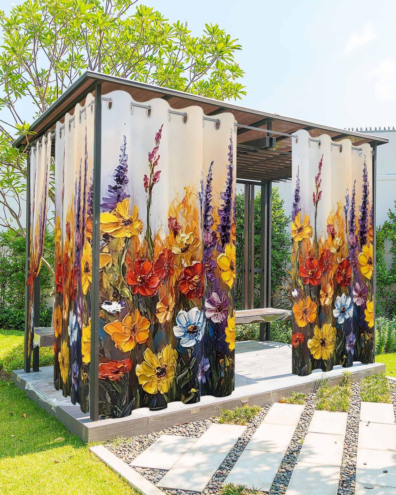nqOlkjepod Outdoor Curtains for Patio Waterproof, Farmhouse Flowers ...