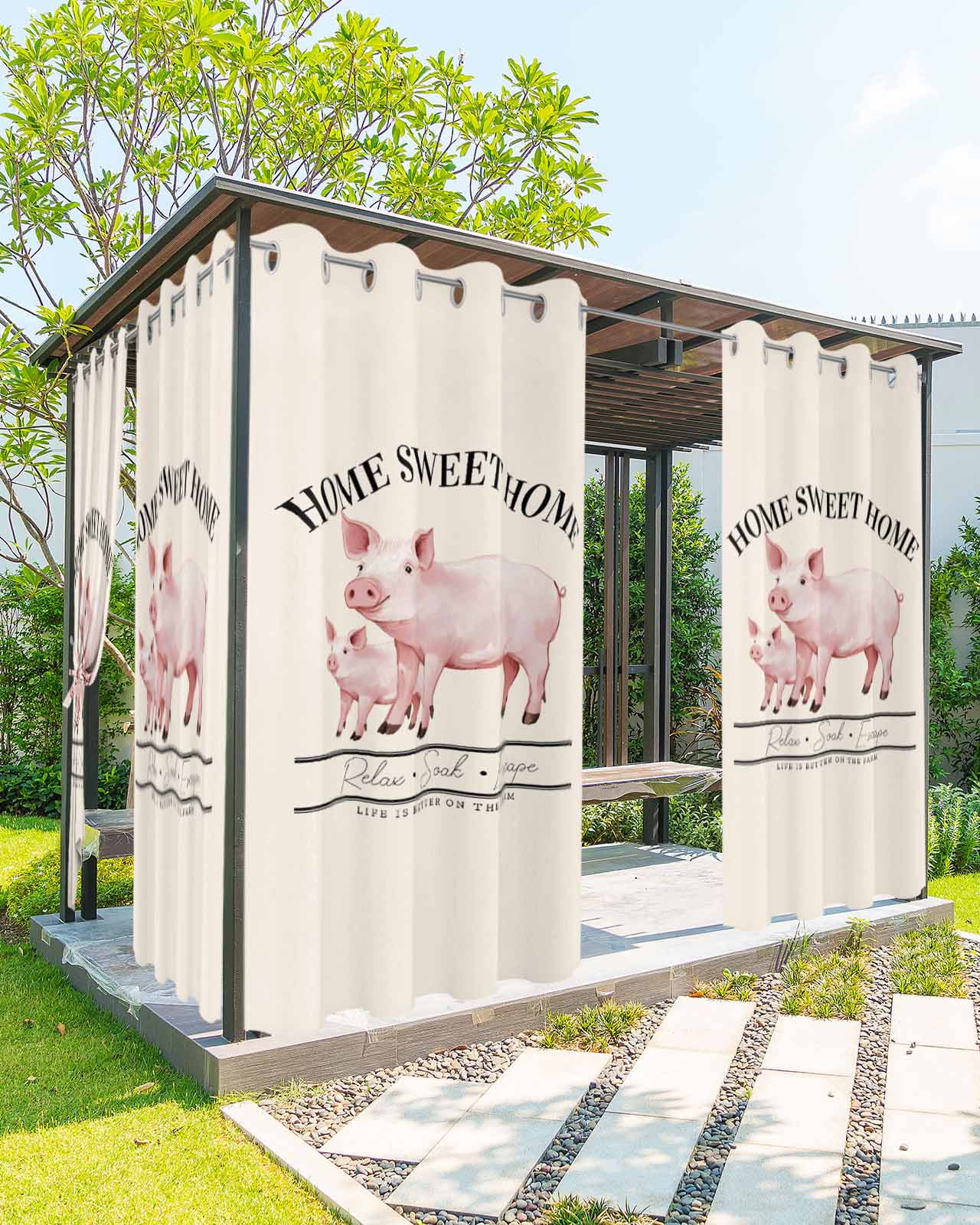 nqOlkjepod Outdoor Curtains for Patio Waterproof, Farmhouse Pig Outdoor ...