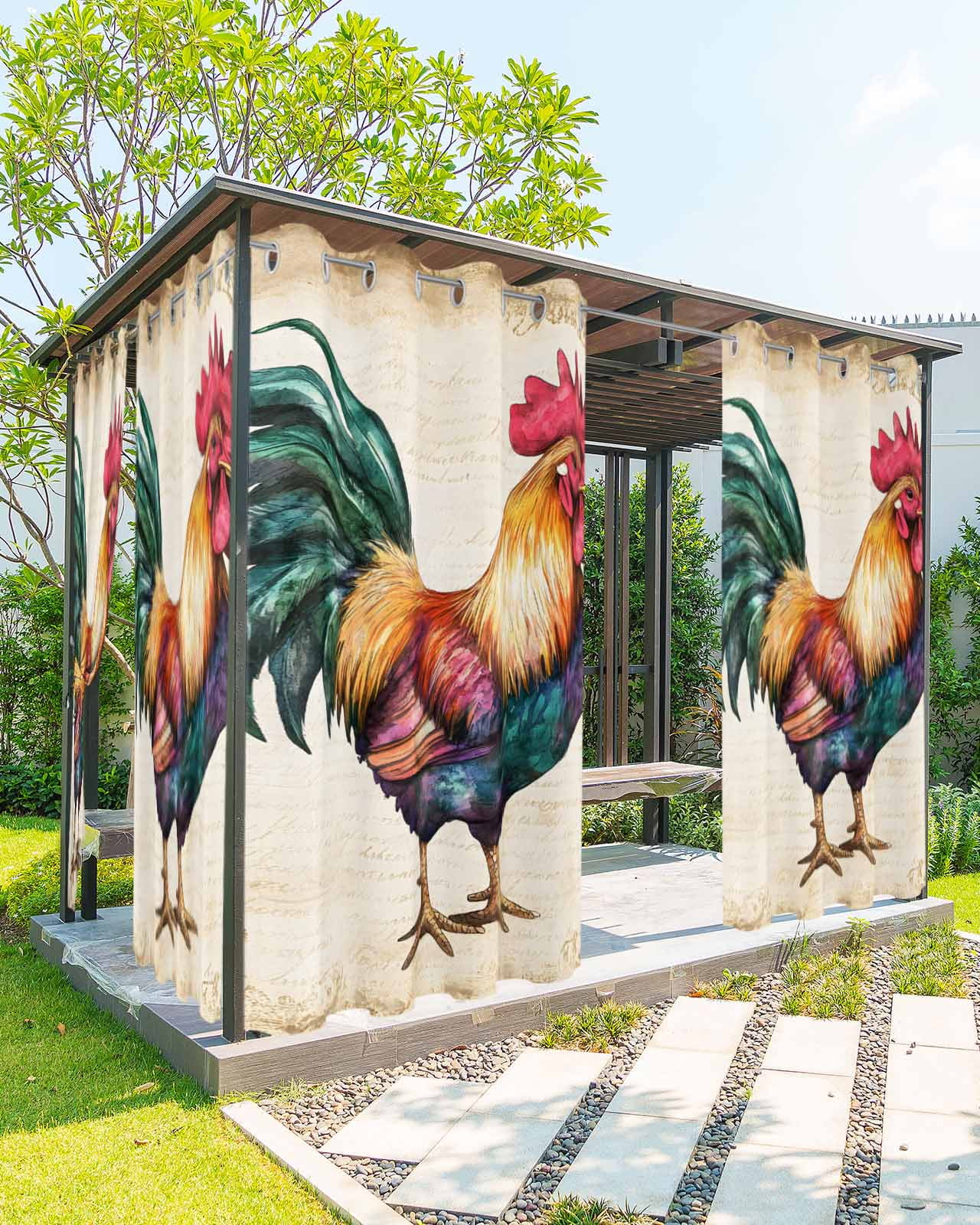 nqOlkjepod Outdoor Curtains for Patio Waterproof, Farmhouse Rooster ...