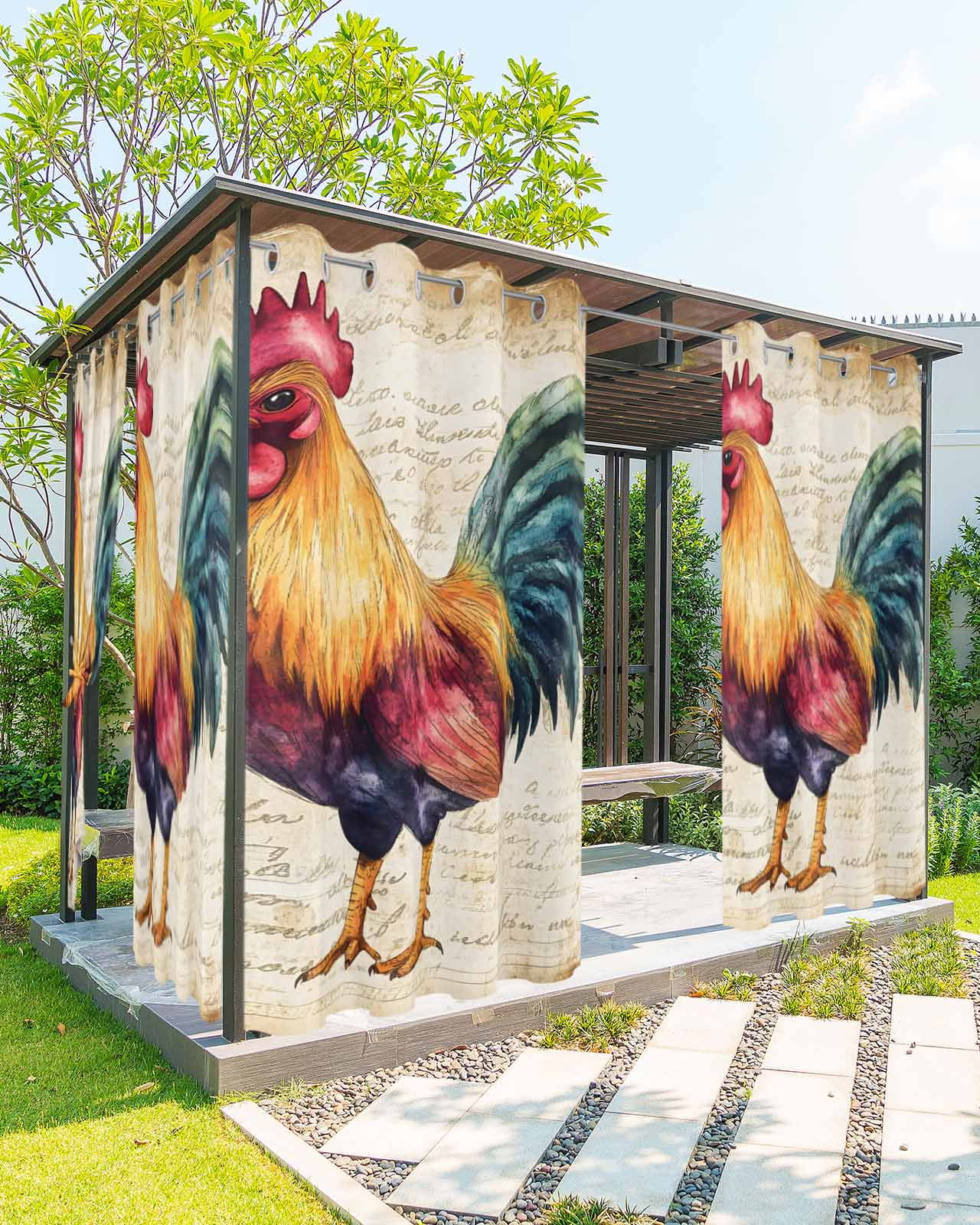 nqOlkjepod Outdoor Curtains for Patio Waterproof, Farmhouse Rooster ...