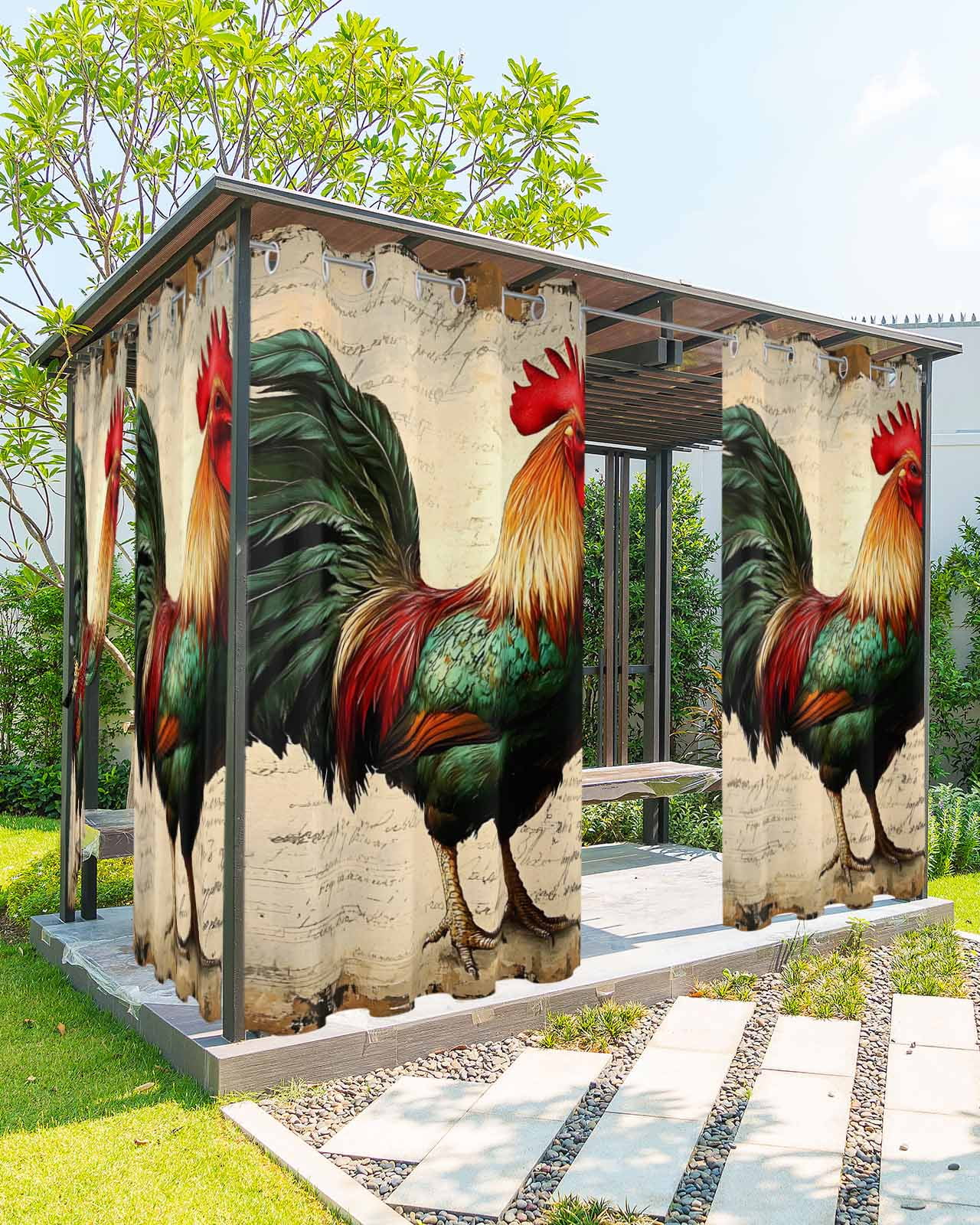 nqOlkjepod Outdoor Curtains for Patio Waterproof, Farmhouse Rooster ...