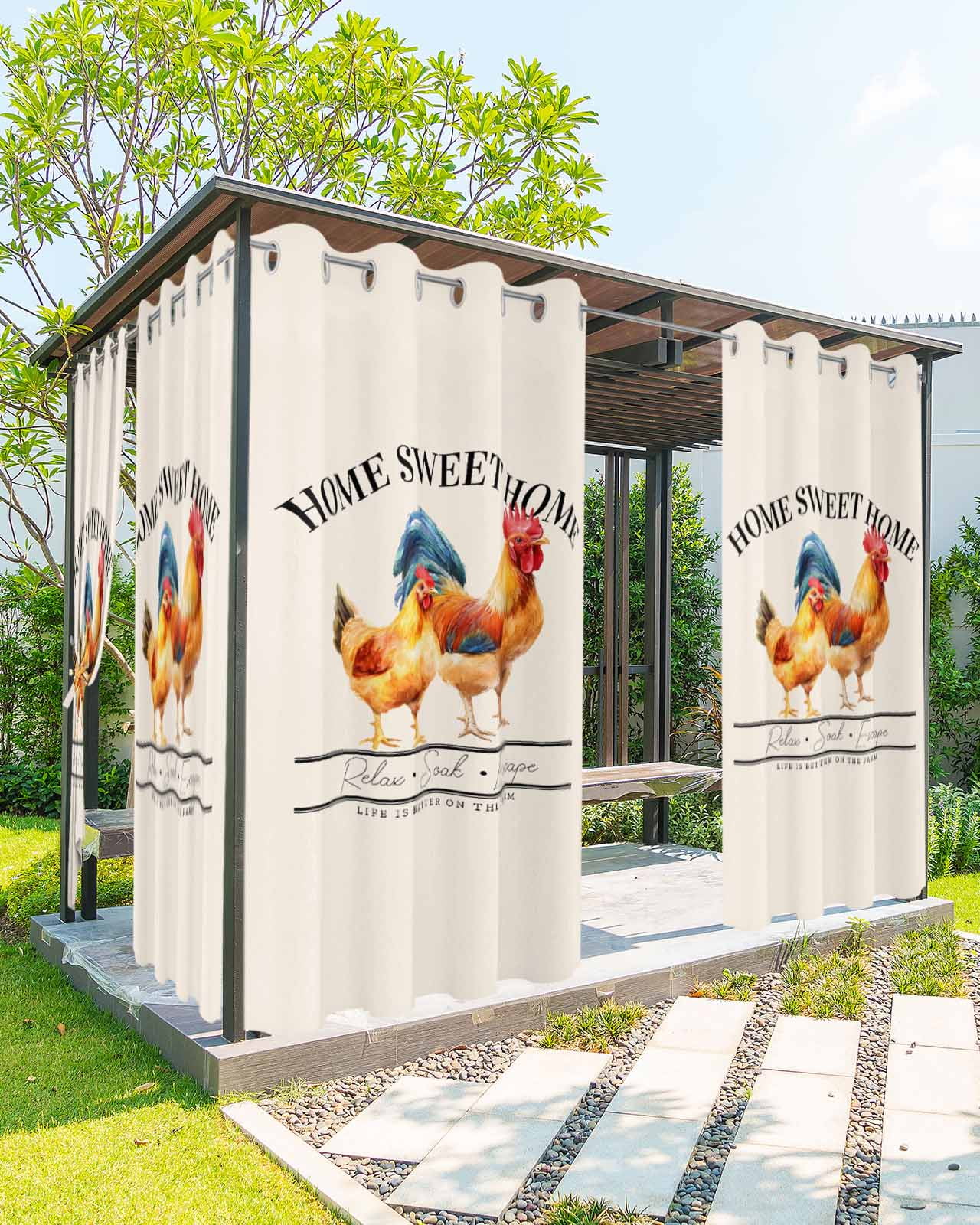 nqOlkjepod Outdoor Curtains for Patio Waterproof, Farmhouse Rooster ...