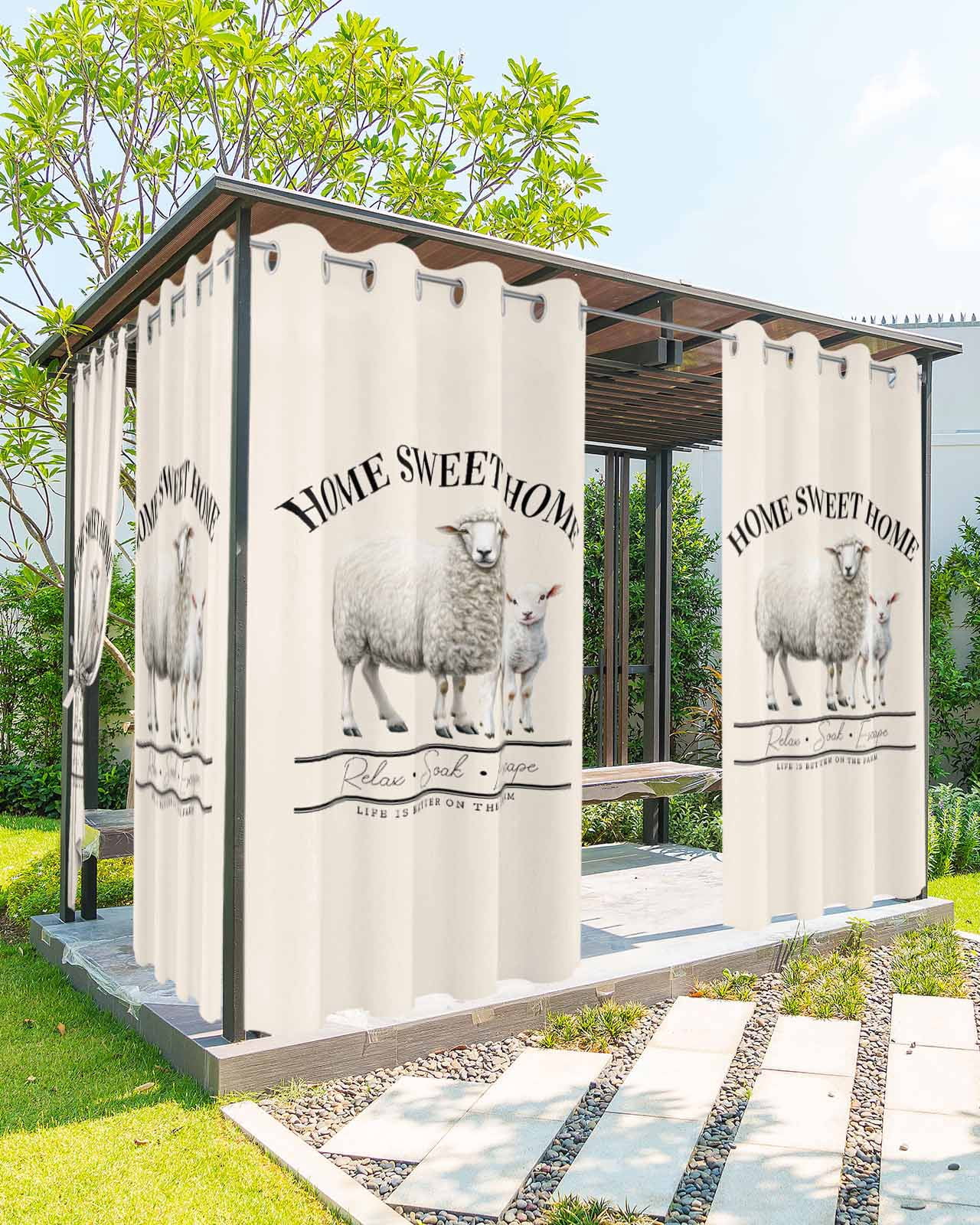 nqOlkjepod Outdoor Curtains for Patio Waterproof, Farmhouse Sheep ...