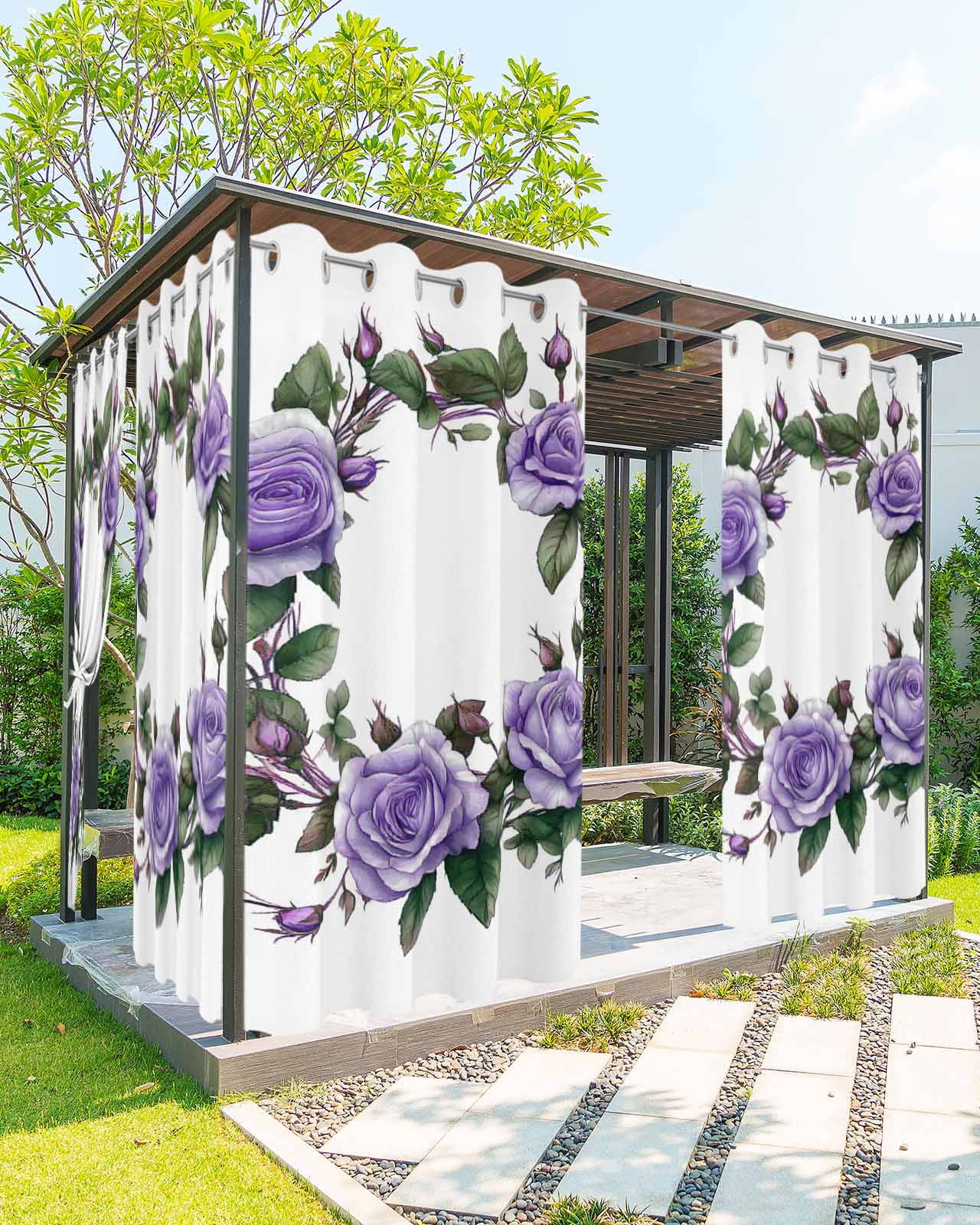 nqOlkjepod Outdoor Curtains for Patio Waterproof, Floral Botanical ...