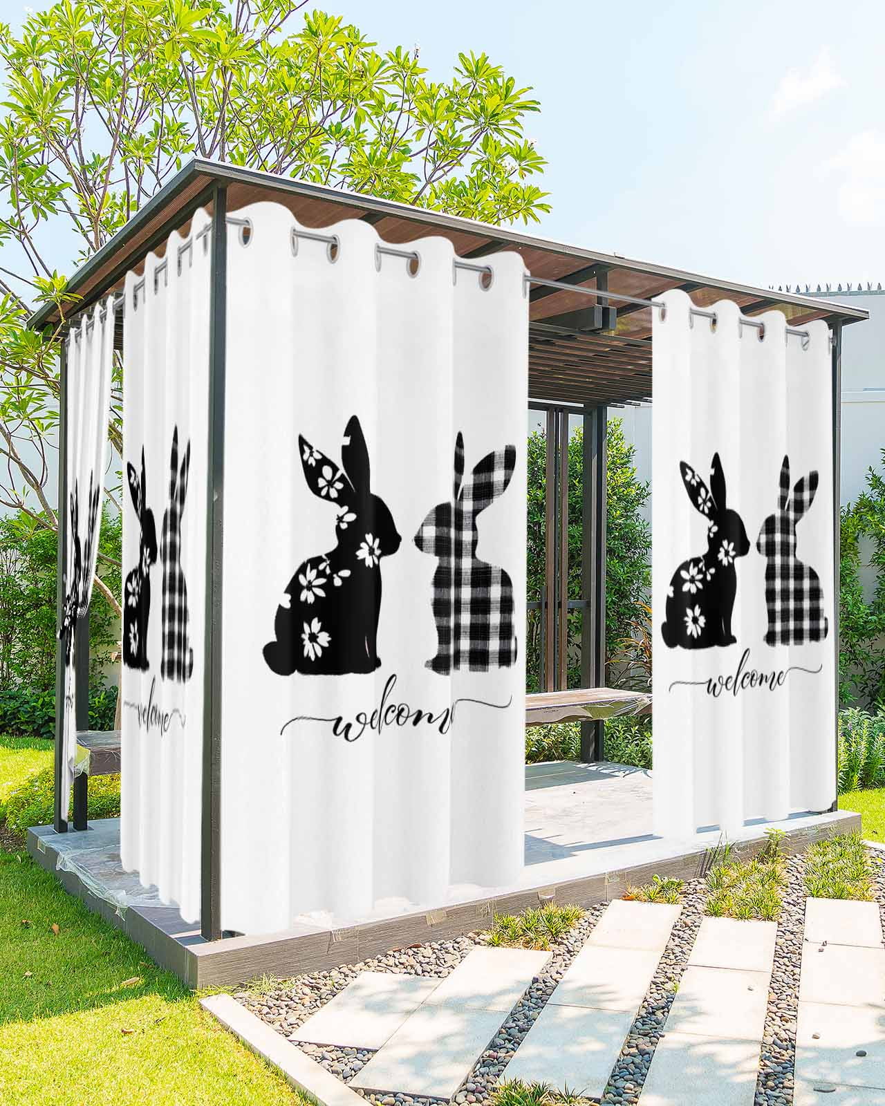 nqOlkjepod Outdoor Curtains for Patio Waterproof, Flowers Rabbit ...