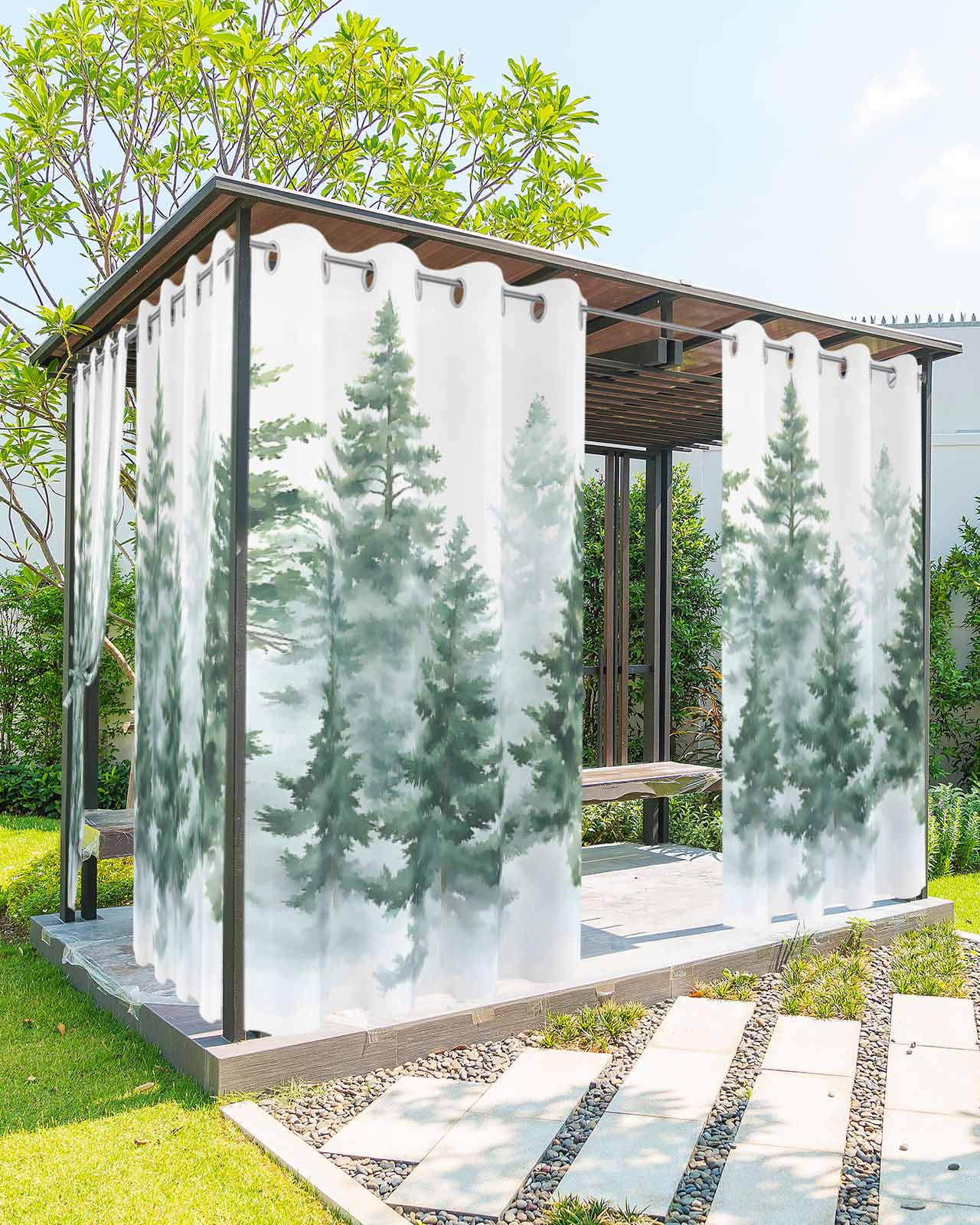 nqOlkjepod Outdoor Curtains for Patio Waterproof, Forest Green Outdoor ...