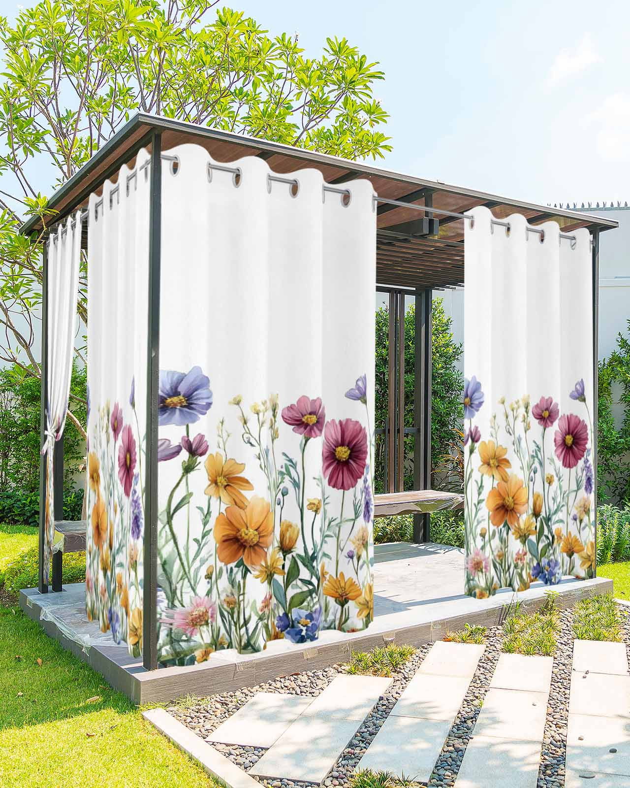 nqOlkjepod Outdoor Curtains for Patio Waterproof, Garden Floral ...