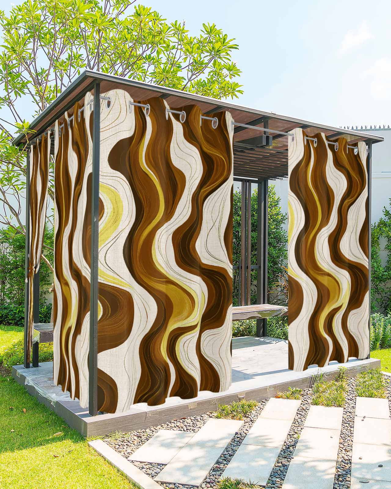 nqOlkjepod Outdoor Curtains for Patio Waterproof, Geometric Brown ...