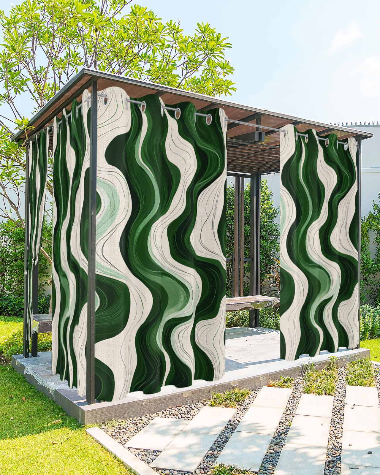 nqOlkjepod Outdoor Curtains for Patio Waterproof, Geometric Green ...