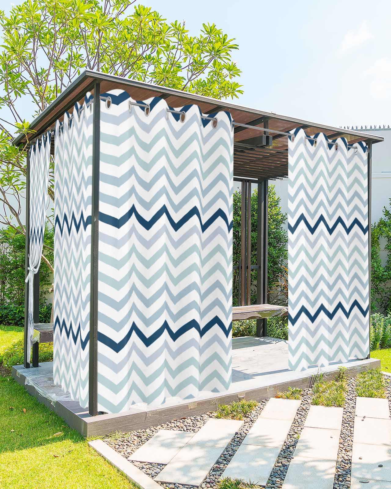 nqOlkjepod Outdoor Curtains for Patio Waterproof, Gradient Blue Outdoor ...