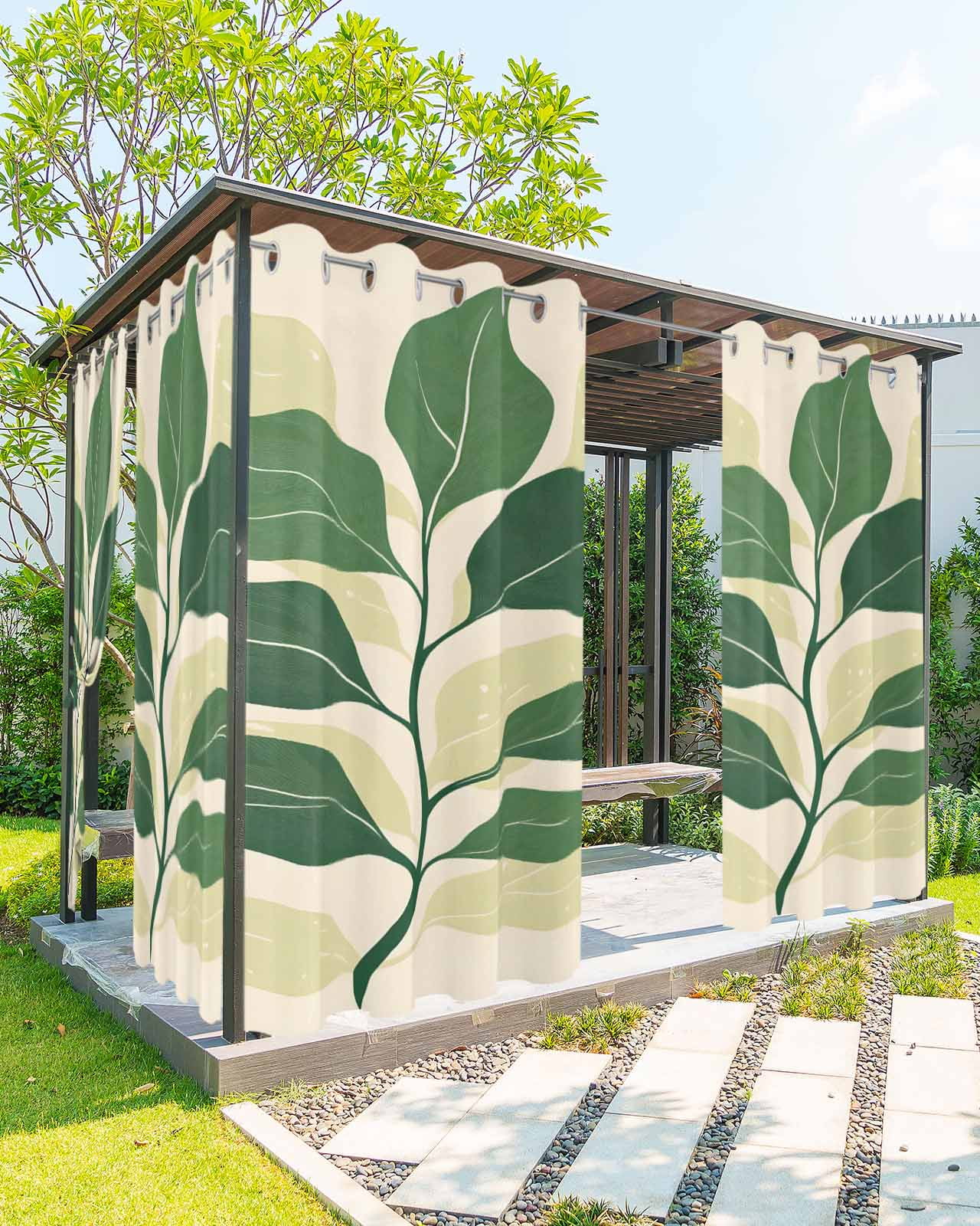 nqOlkjepod Outdoor Curtains for Patio Waterproof, Green Botanical ...