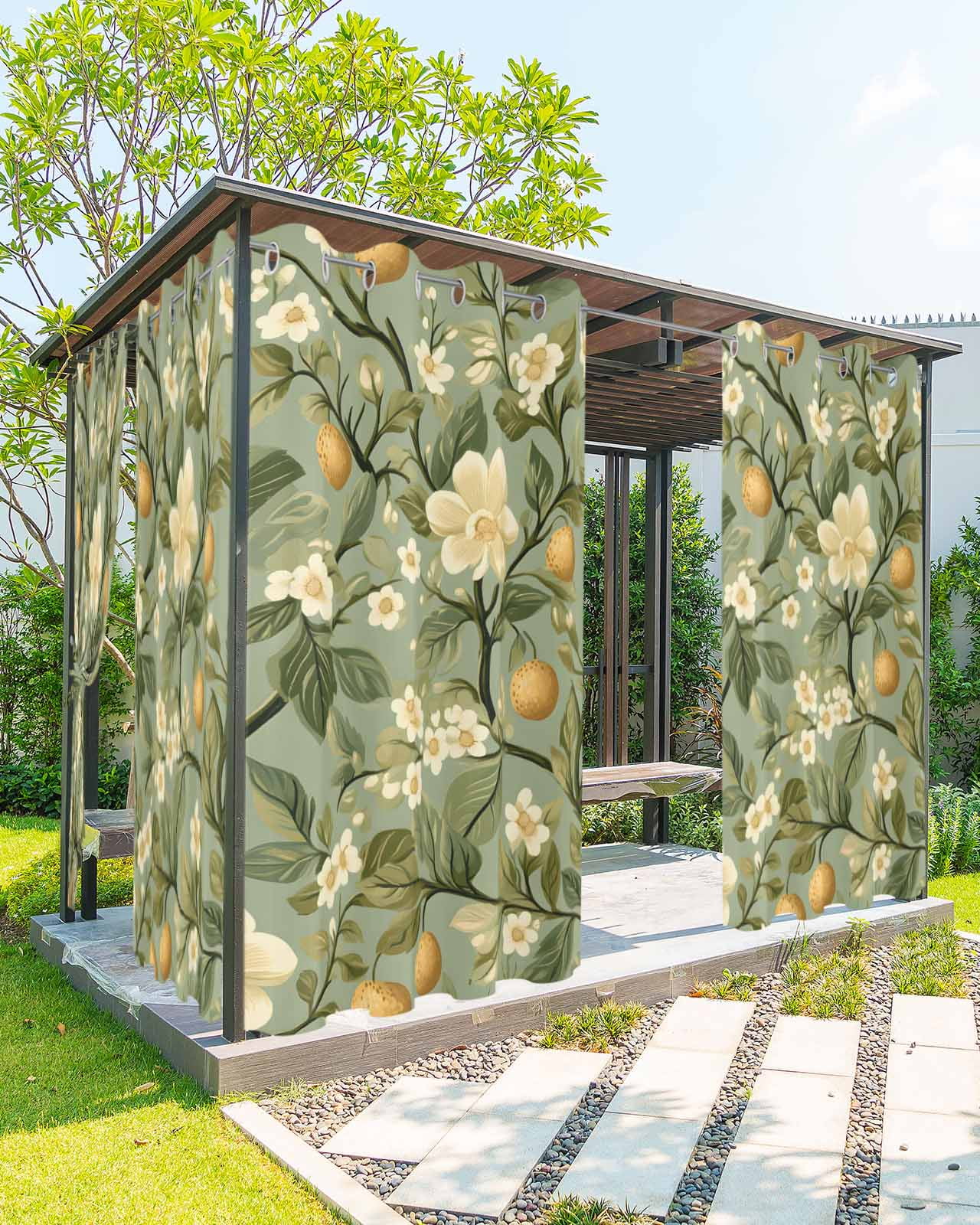 nqOlkjepod Outdoor Curtains for Patio Waterproof, Green Botanical ...