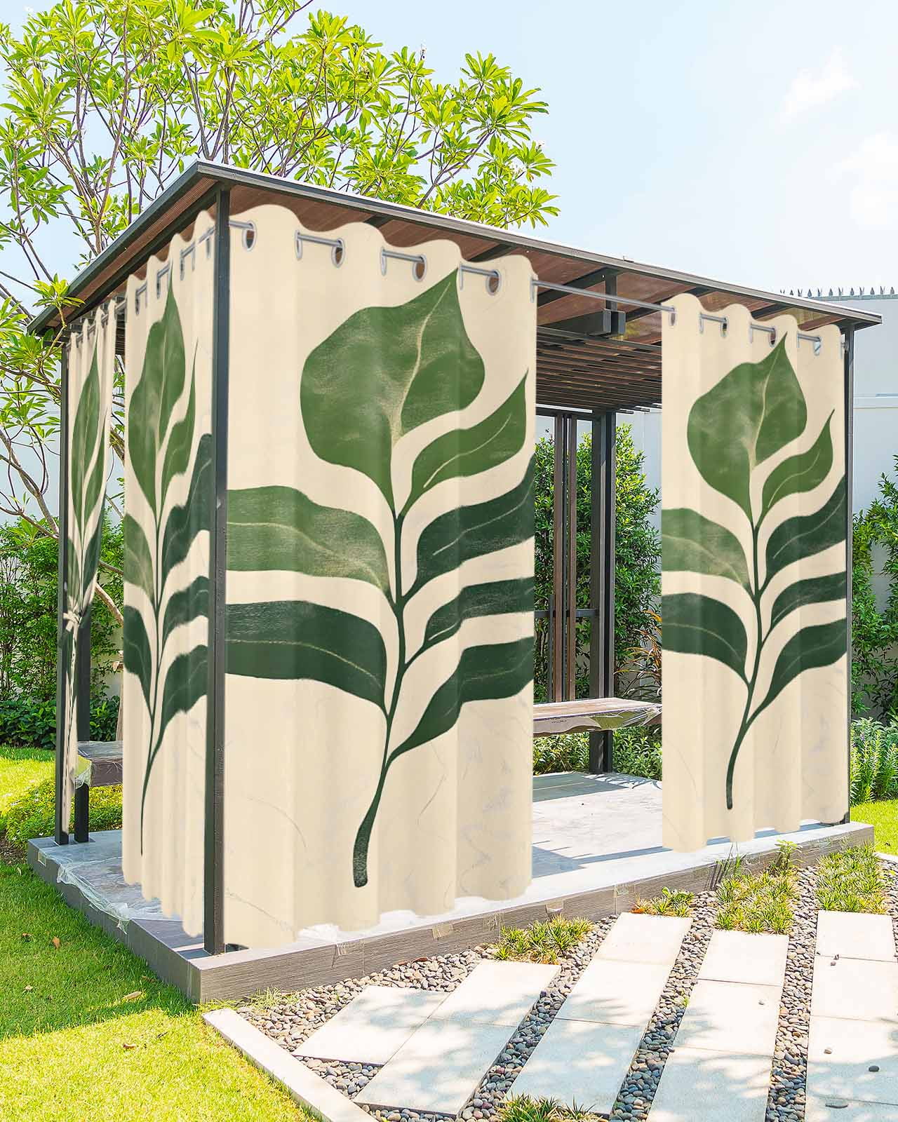 nqOlkjepod Outdoor Curtains for Patio Waterproof, Green Botanical ...