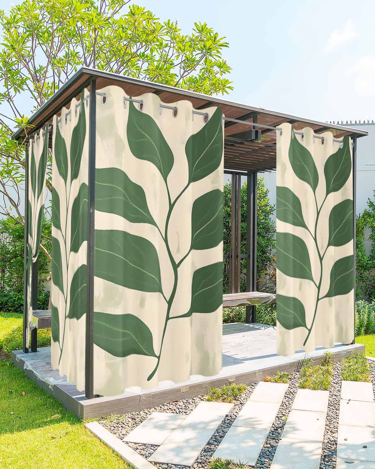 nqOlkjepod Outdoor Curtains for Patio Waterproof, Green Botanical ...