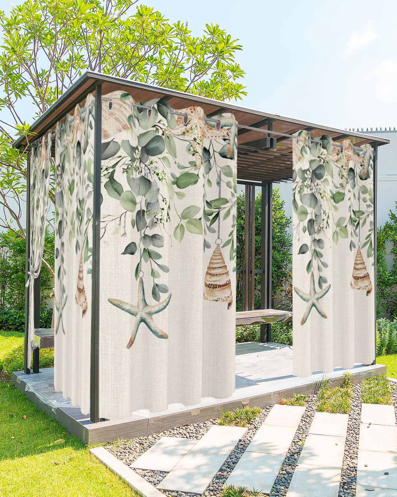 nqOlkjepod Outdoor Curtains for Patio Waterproof, Green Eucalyptus ...