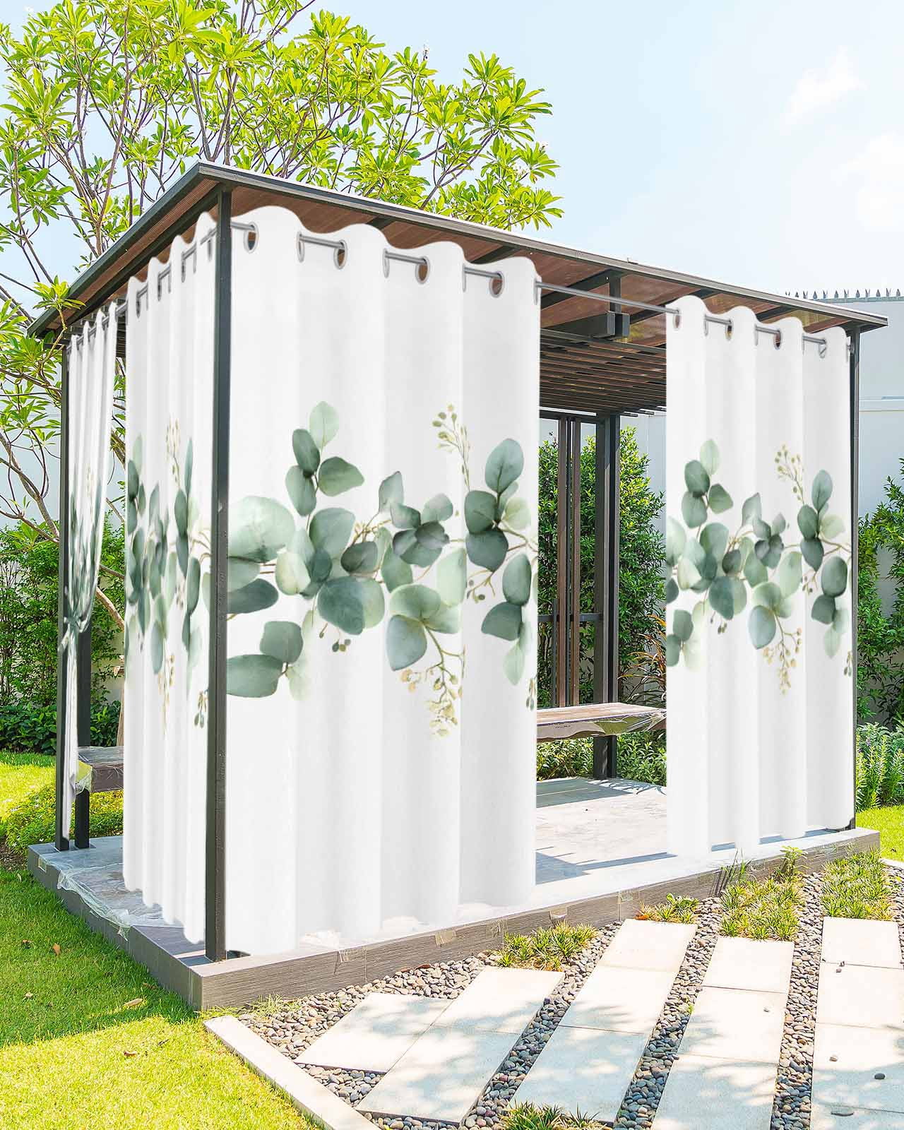 nqOlkjepod Outdoor Curtains for Patio Waterproof, Green Eucalyptus ...