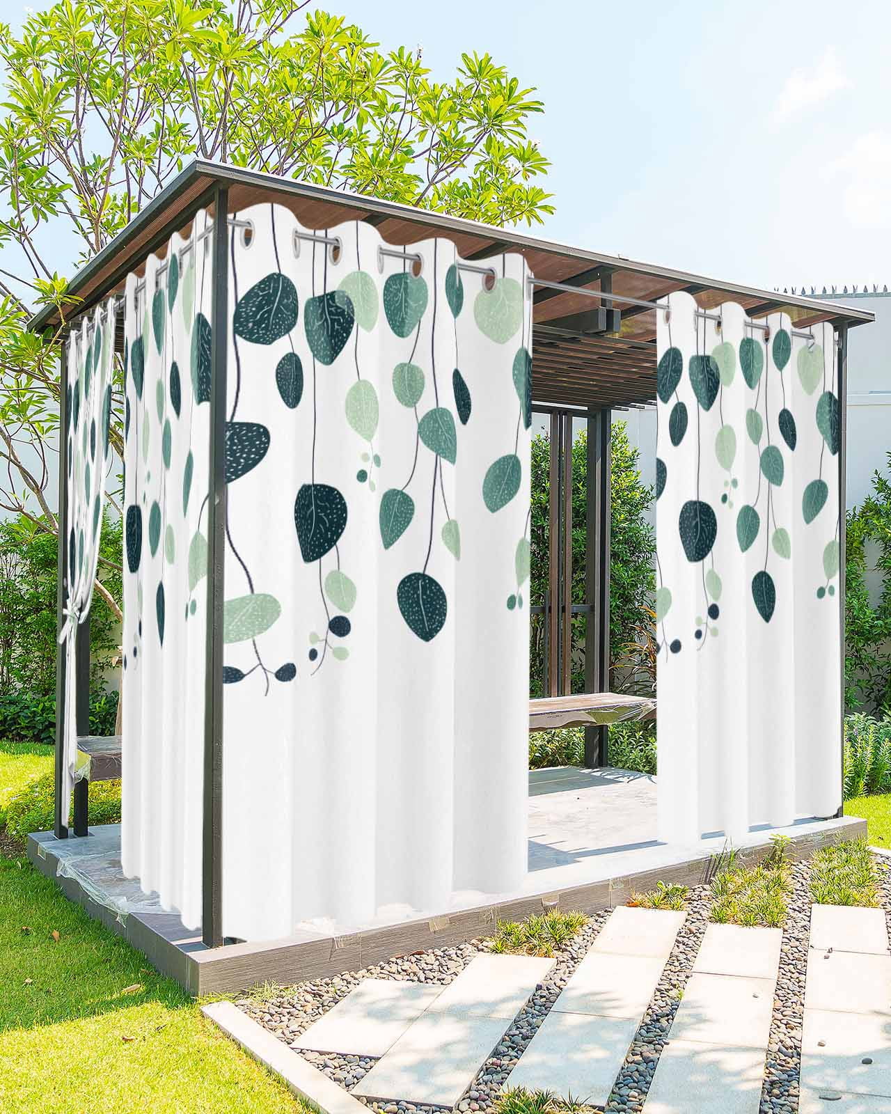 nqOlkjepod Outdoor Curtains for Patio Waterproof, Green Leaves Outdoor ...