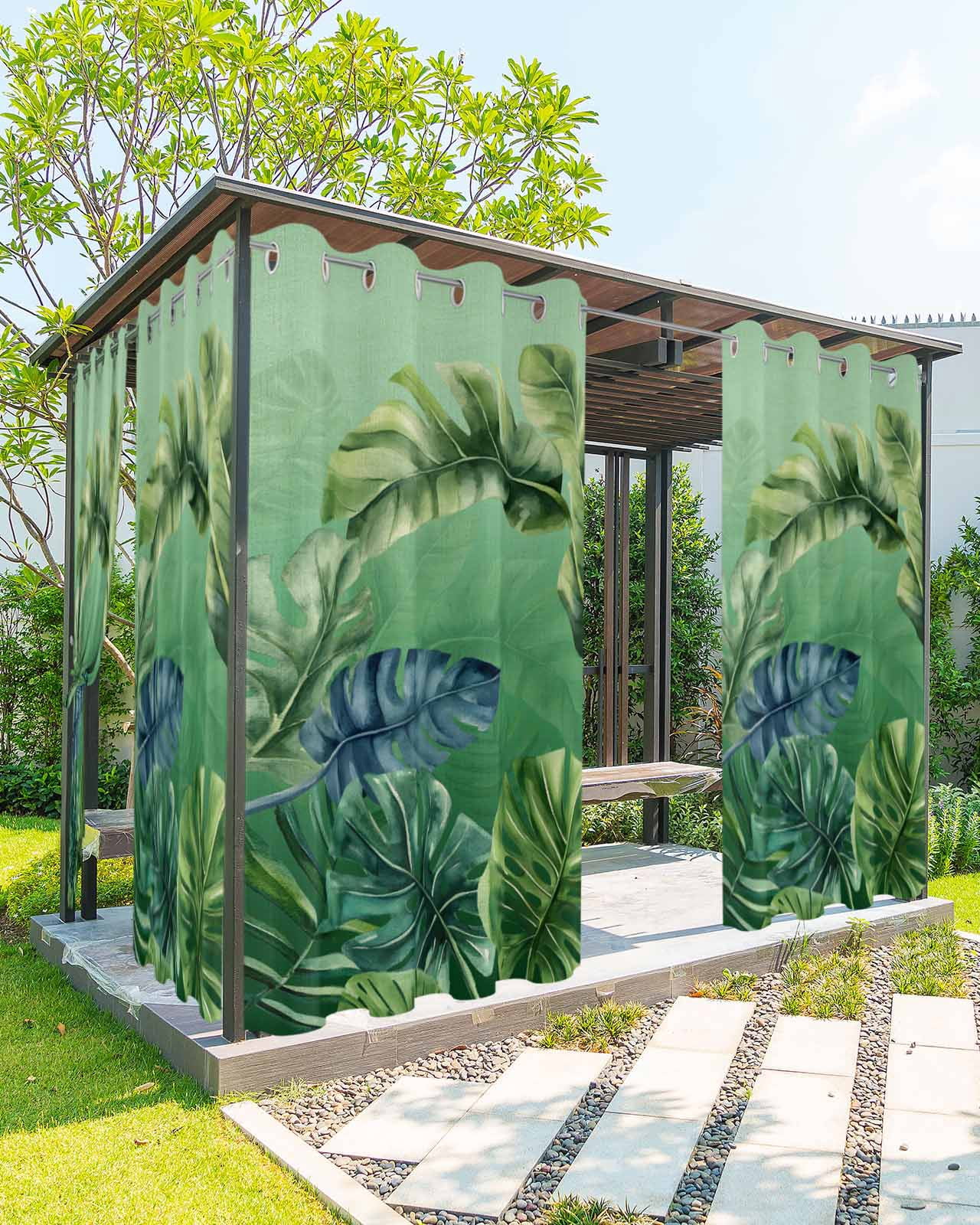 nqOlkjepod Outdoor Curtains for Patio Waterproof, Green Leaves Outdoor ...