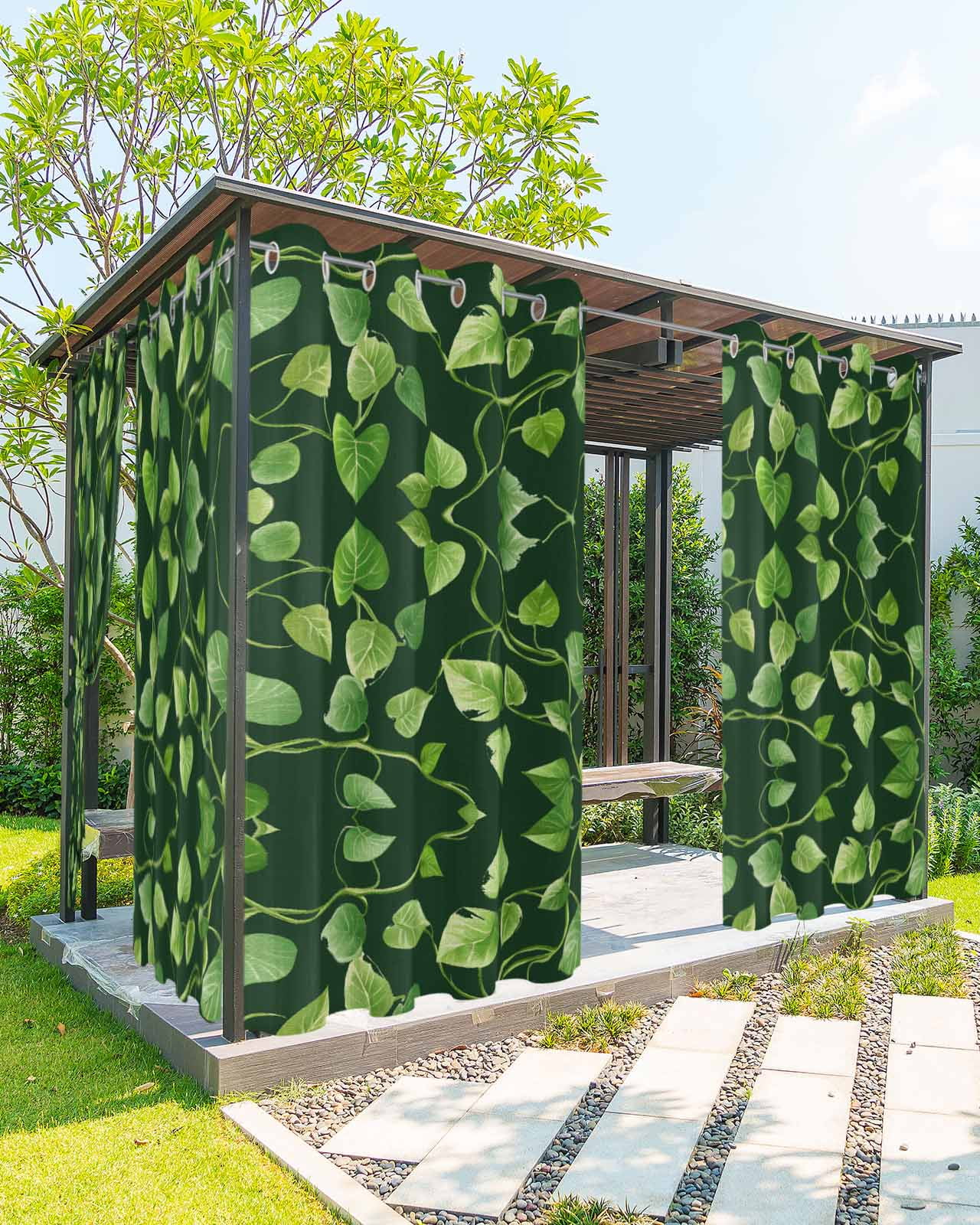nqOlkjepod Outdoor Curtains for Patio Waterproof, Green Plant Outdoor ...