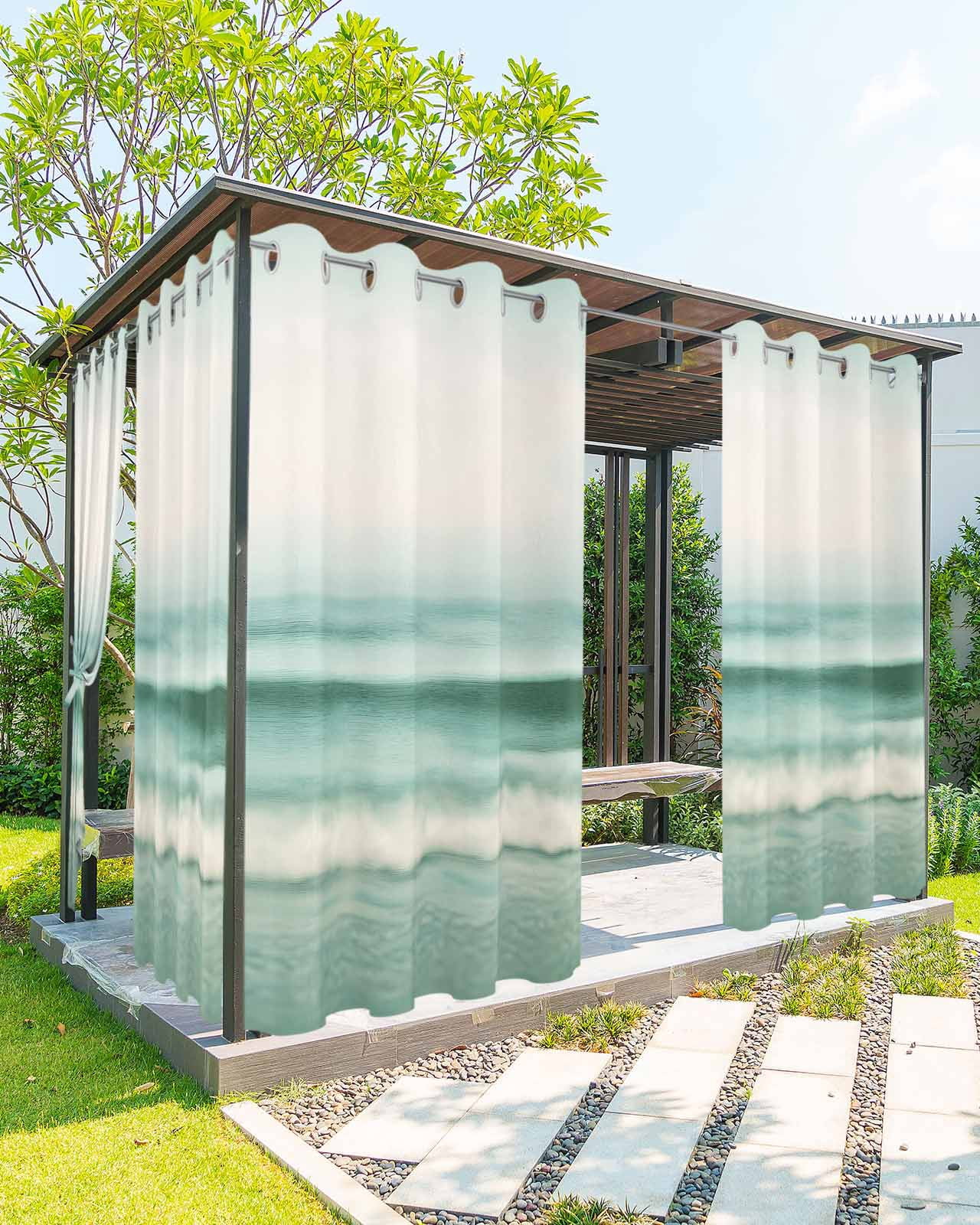 nqOlkjepod Outdoor Curtains for Patio Waterproof, Green Teal Ocean ...