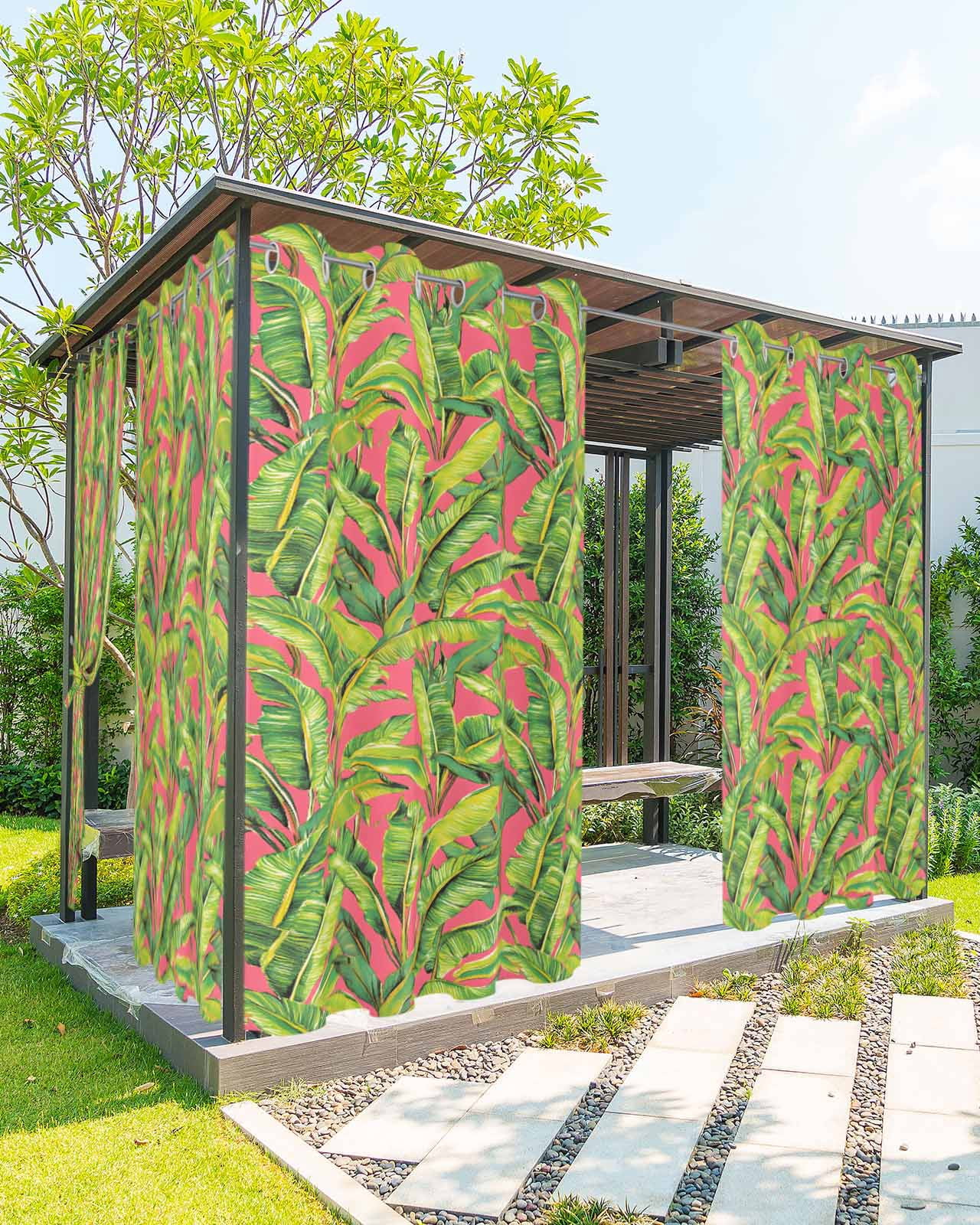 nqOlkjepod Outdoor Curtains for Patio Waterproof, Green Tropical Leaves ...