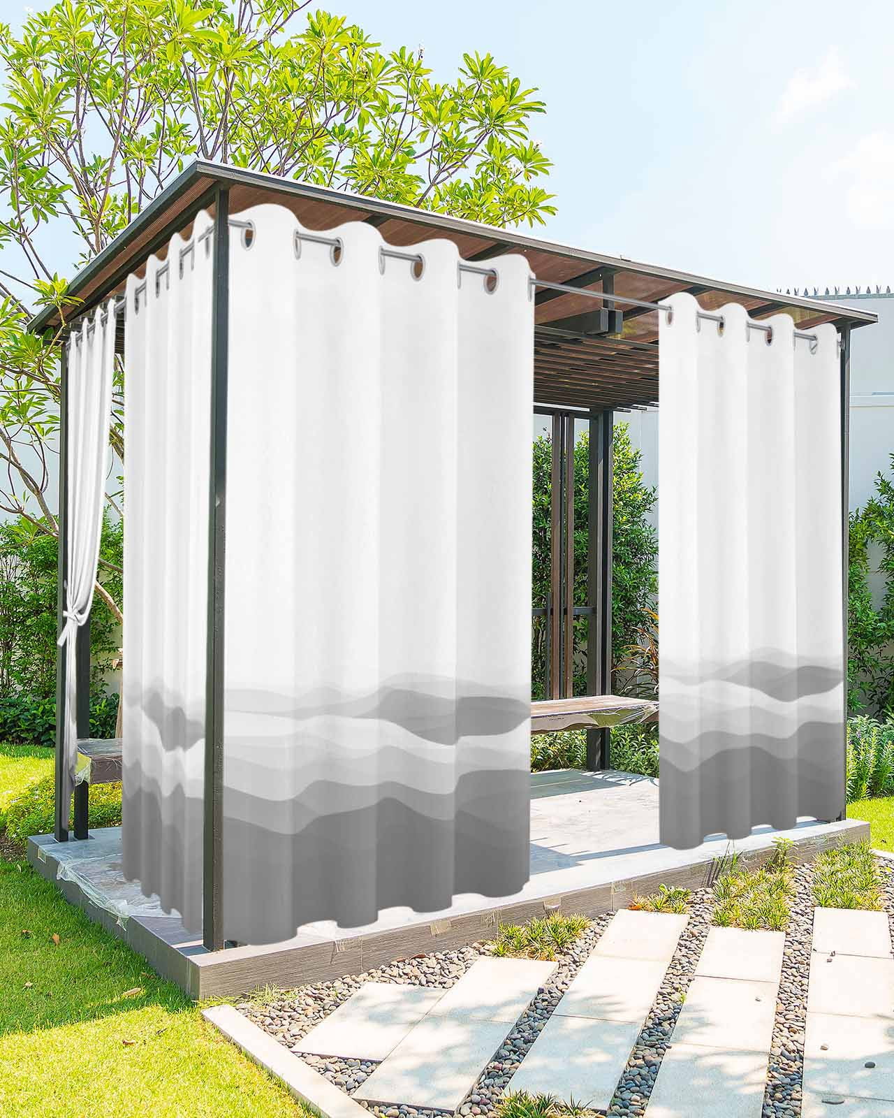 nqOlkjepod Outdoor Curtains for Patio Waterproof, Grey Ombre Outdoor ...
