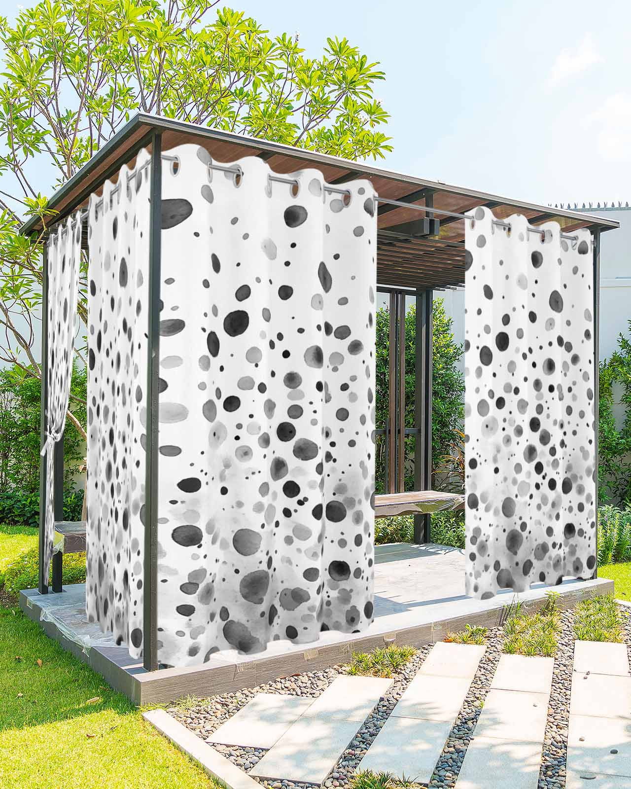 nqOlkjepod Outdoor Curtains for Patio Waterproof, Grey Polka Dot ...