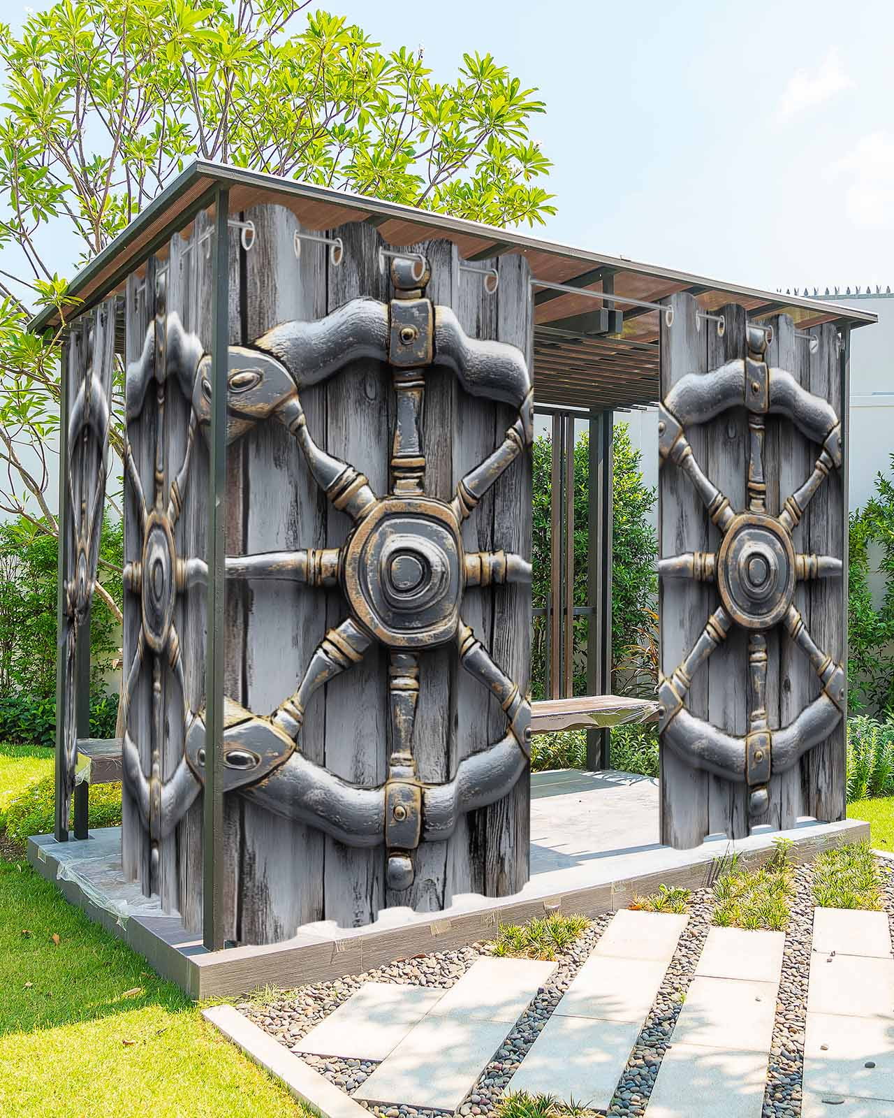 nqOlkjepod Outdoor Curtains for Patio Waterproof, Grey Rudder Coastal ...