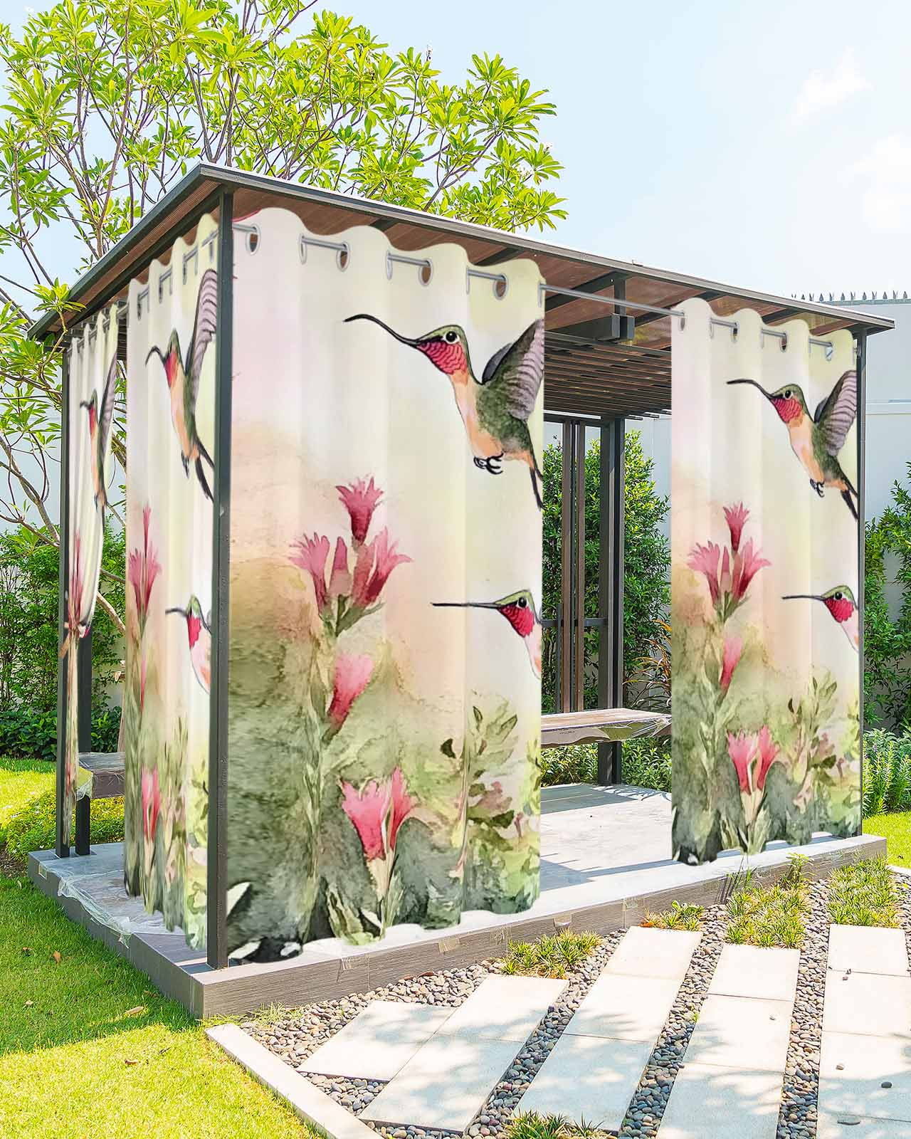 nqOlkjepod Outdoor Curtains for Patio Waterproof, Hummingbird Red ...