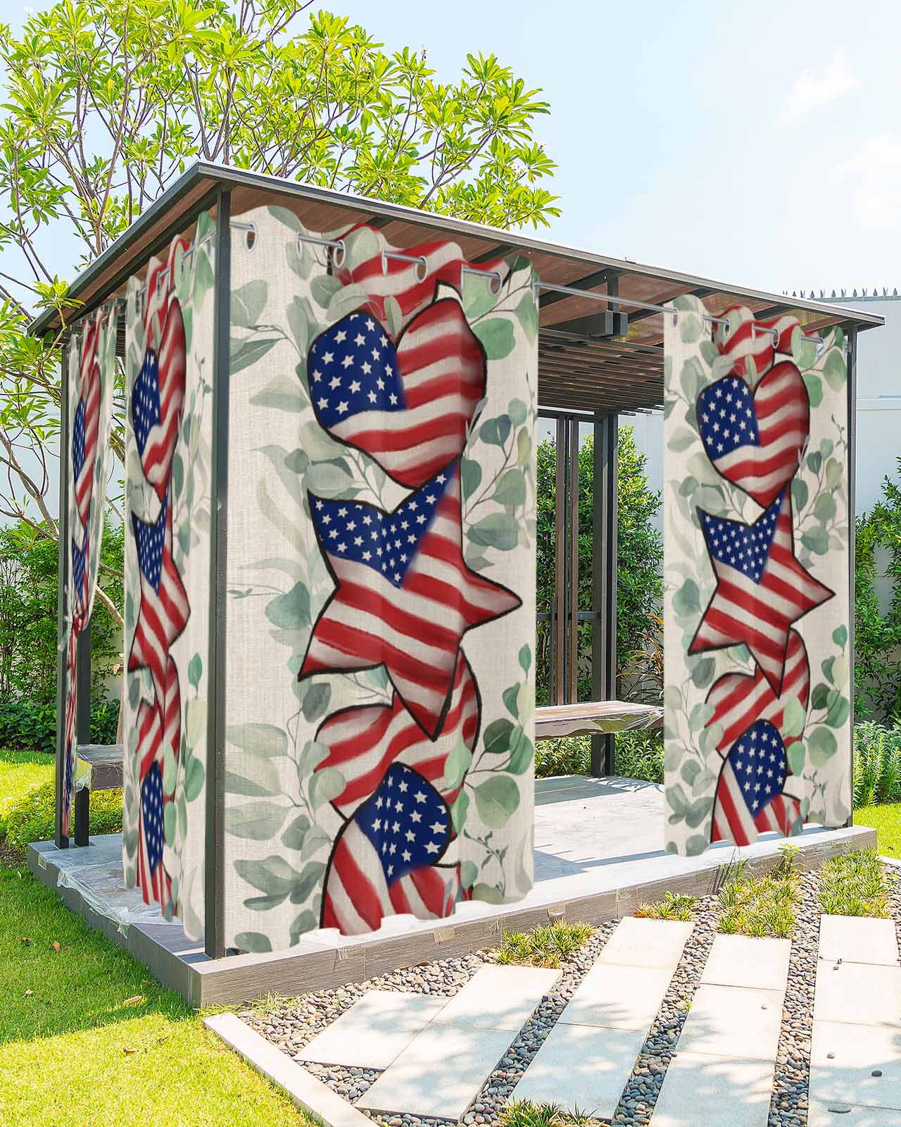 nqOlkjepod Outdoor Curtains for Patio Waterproof, Independence Day ...